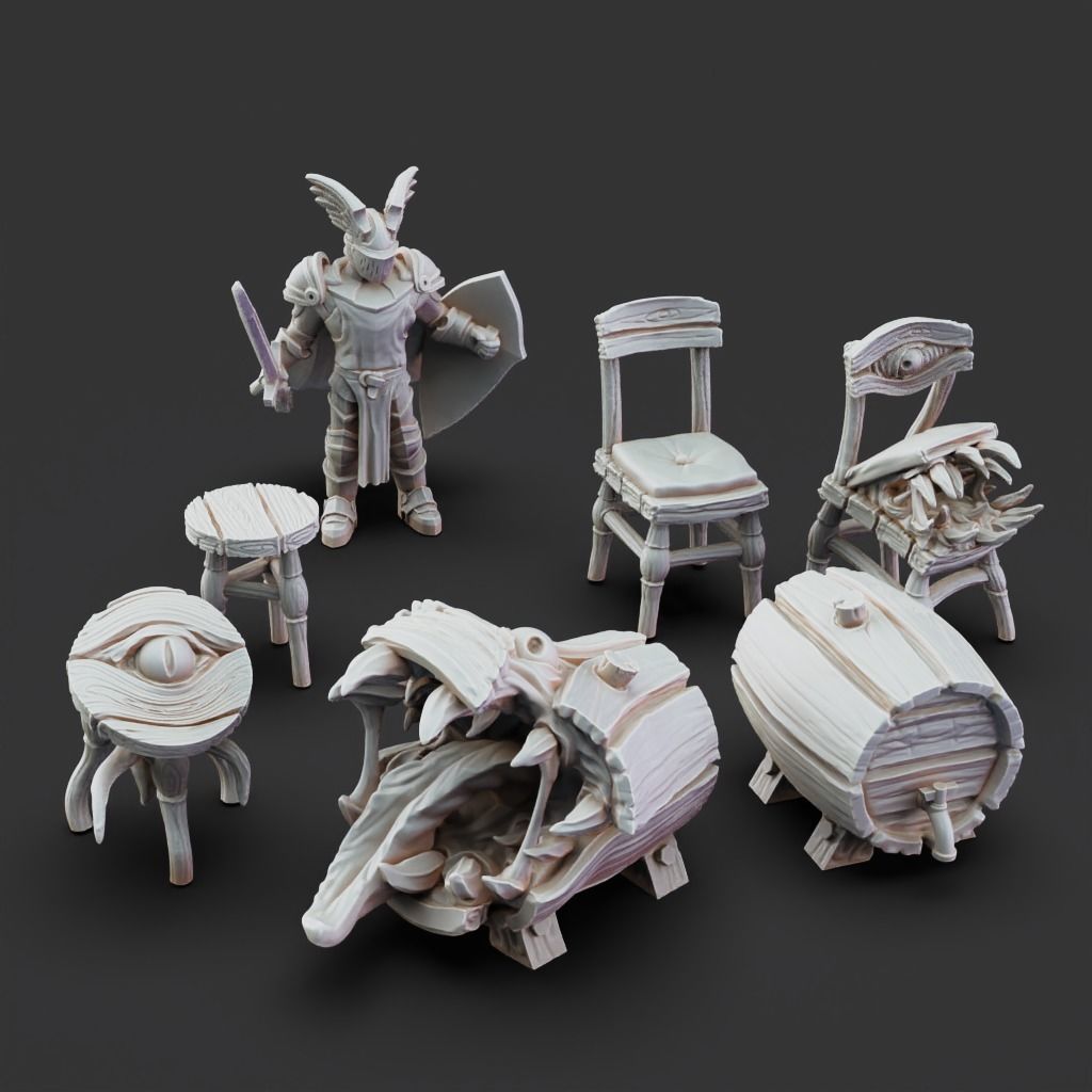 Furniture Mimic - 3D Printable TTRPG - PRESUPPORTED - 32mm 3D model 3D ...