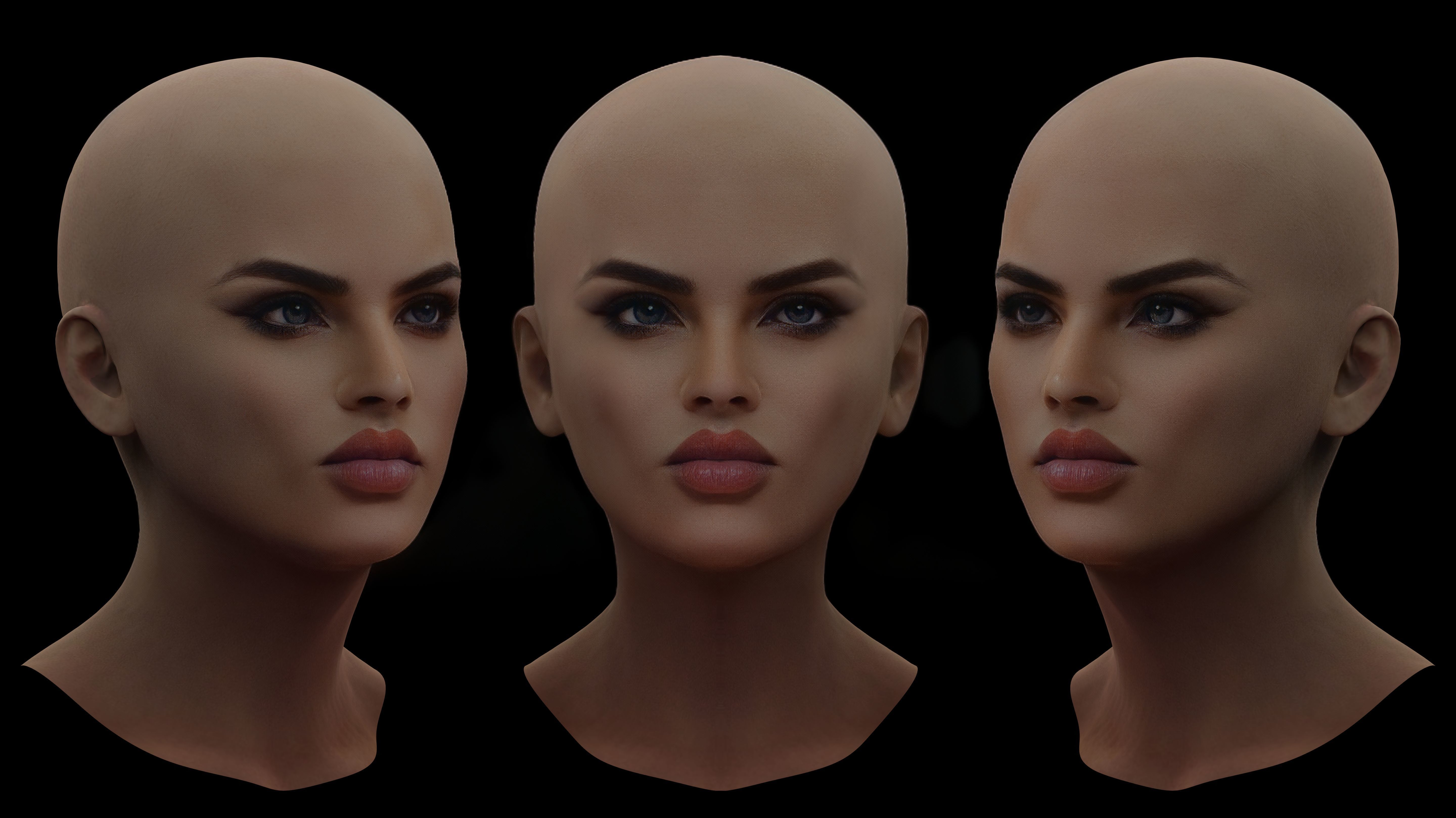 3D REALISTIC GIRL HEAD FROM 2D REFERENCE 3D model | CGTrader