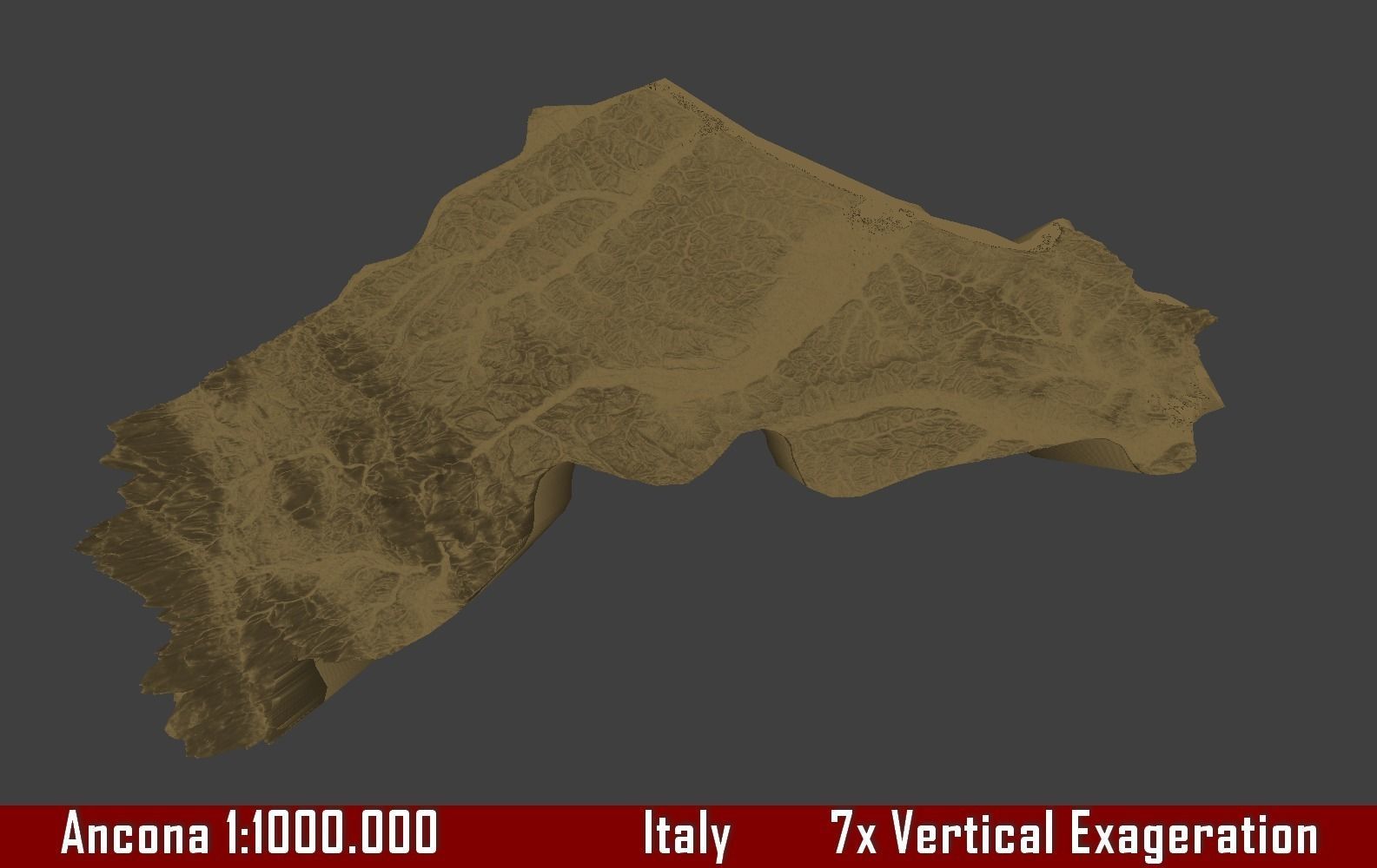 Italy 3D Map of Ancona Provice 1 to 1000000 3D model 3D printable ...