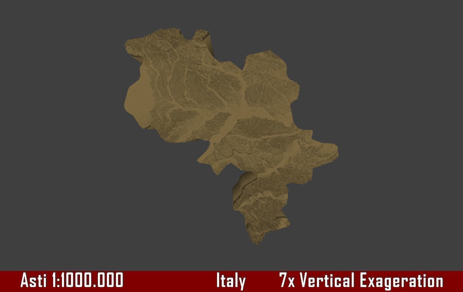 Italy 3D Map of Asti Provice 1 to 1000000 3D model 3D printable | CGTrader