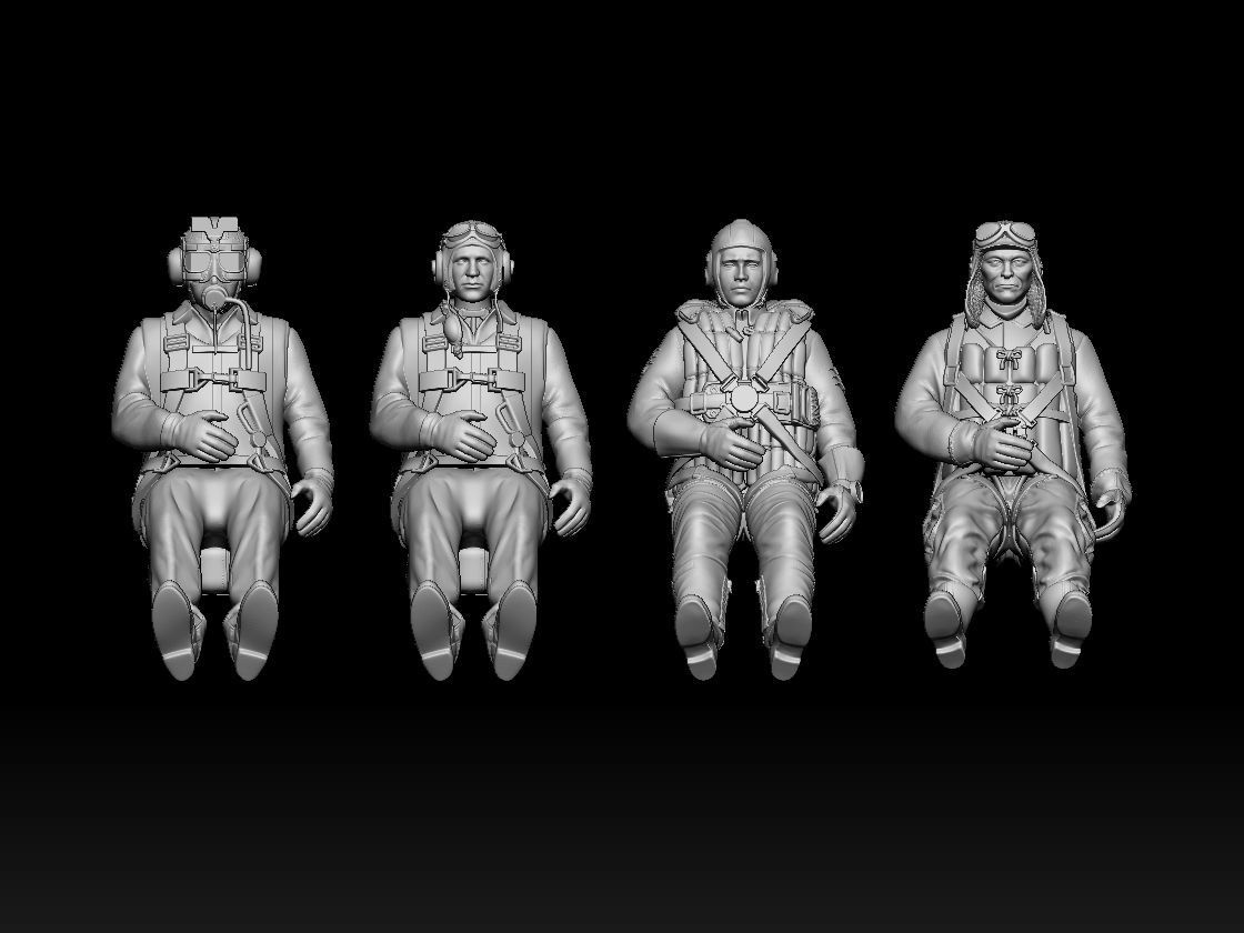 pilots ww2 3D model 3D printable | CGTrader