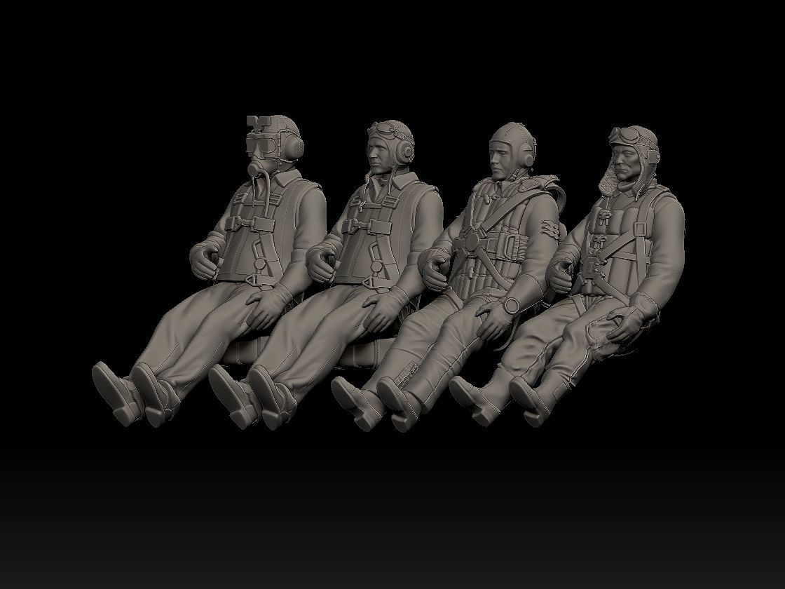 pilots ww2 3D model 3D printable | CGTrader