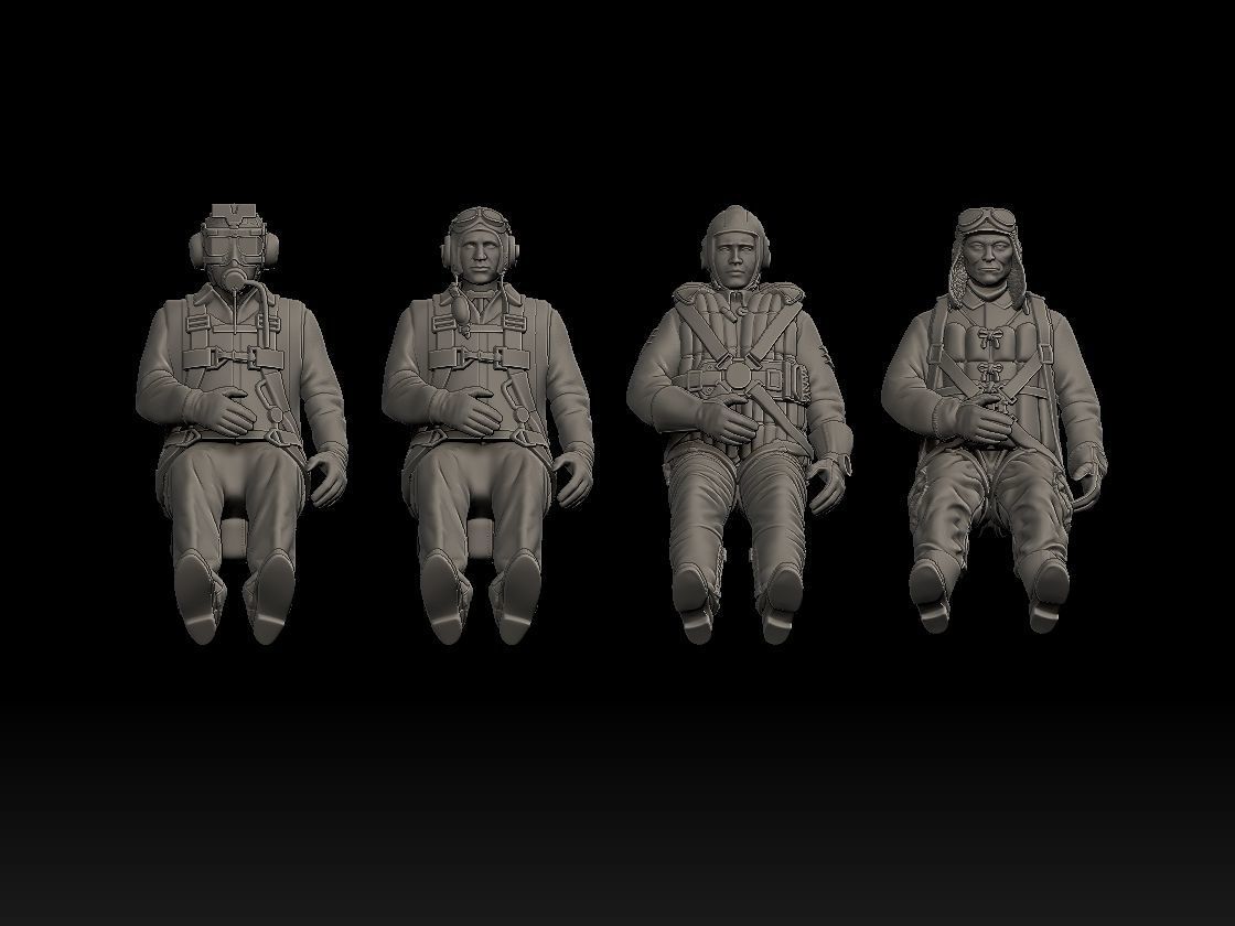 pilots ww2 3D model 3D printable | CGTrader