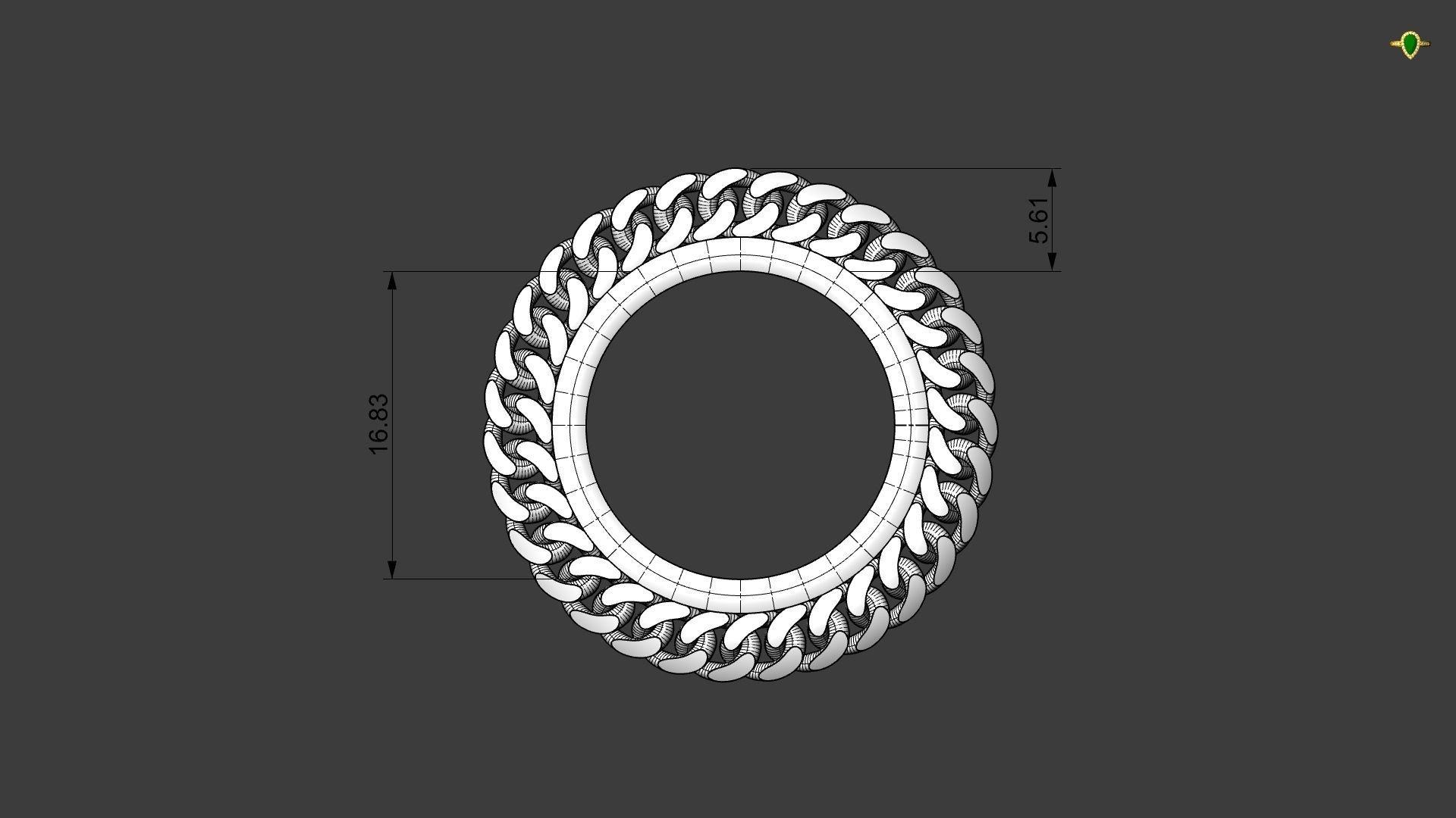 soverign bezel cuban chain 3D model 3D printable | CGTrader