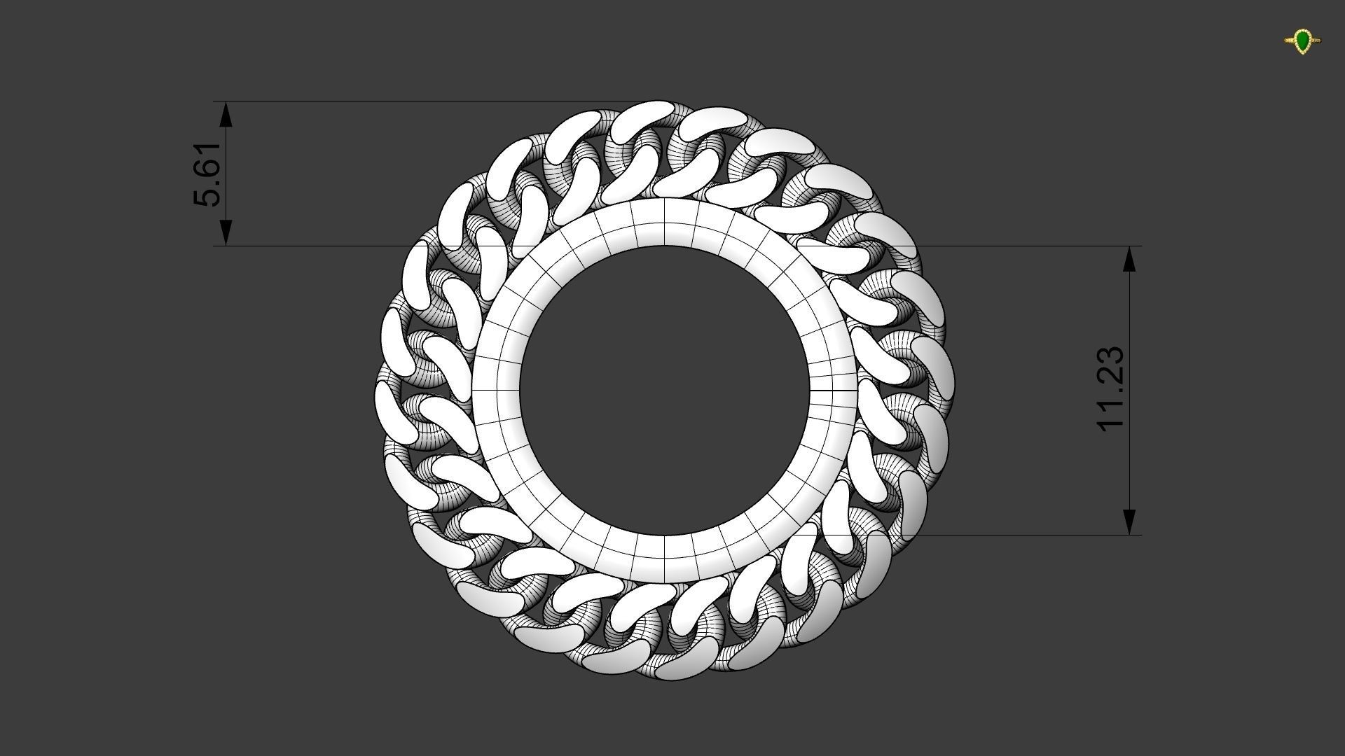 soverign bezel cuban chain 3D model 3D printable | CGTrader