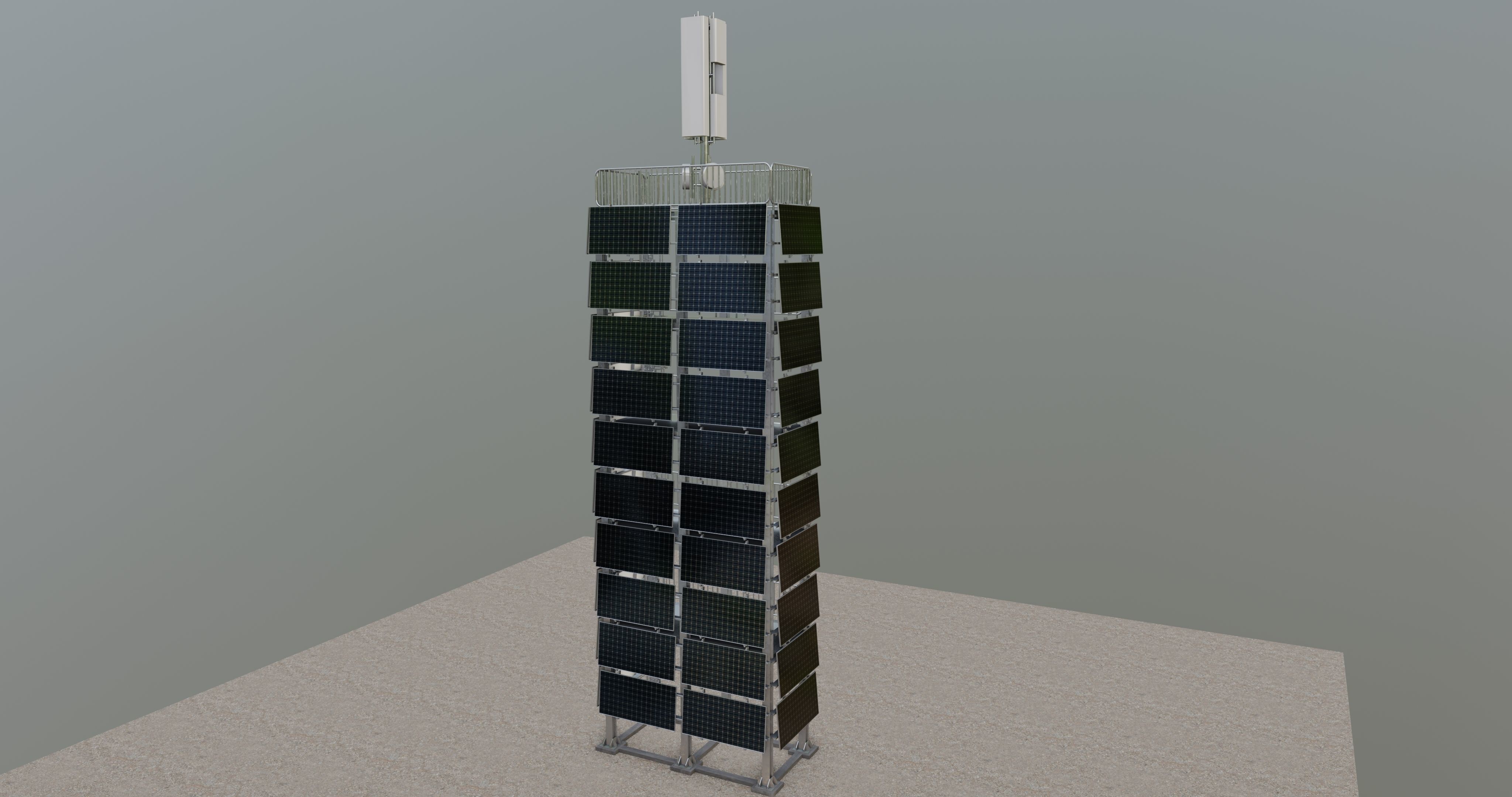 Vertical Solar Panel Tower Type-1 3D model | CGTrader