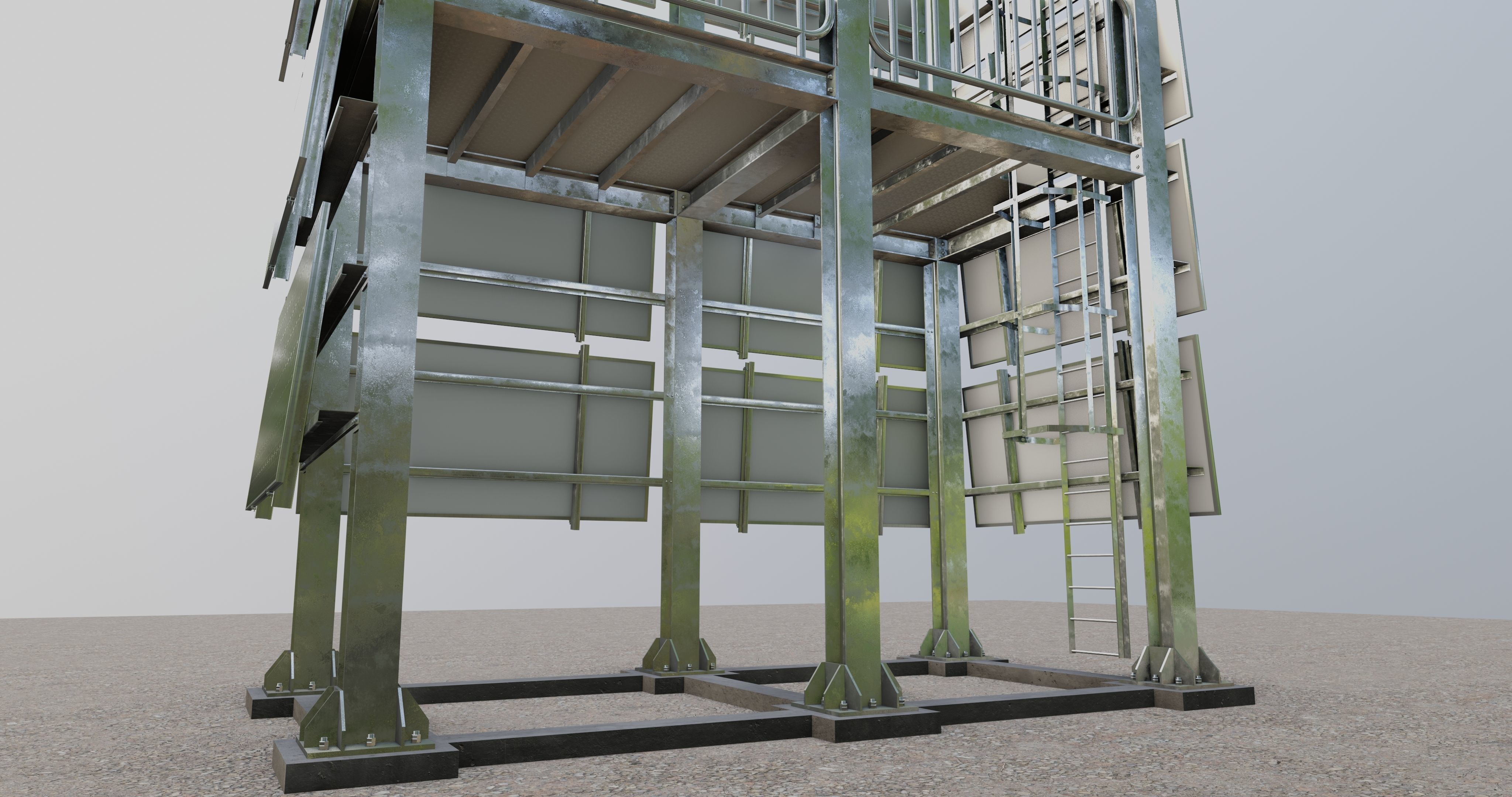Vertical Solar Panel Tower Type-1 3D model | CGTrader
