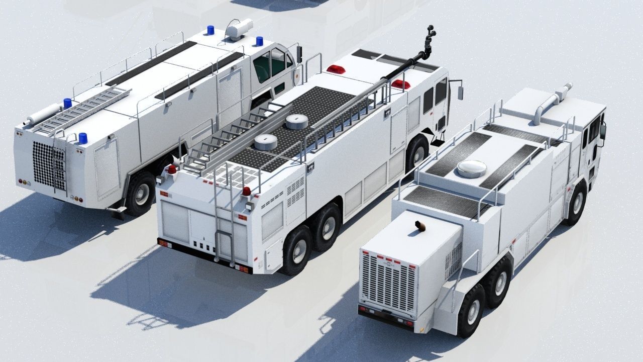 3D Model Collection 3 Pack Low Poly Blank Airport ARFF Firetruck VR ...
