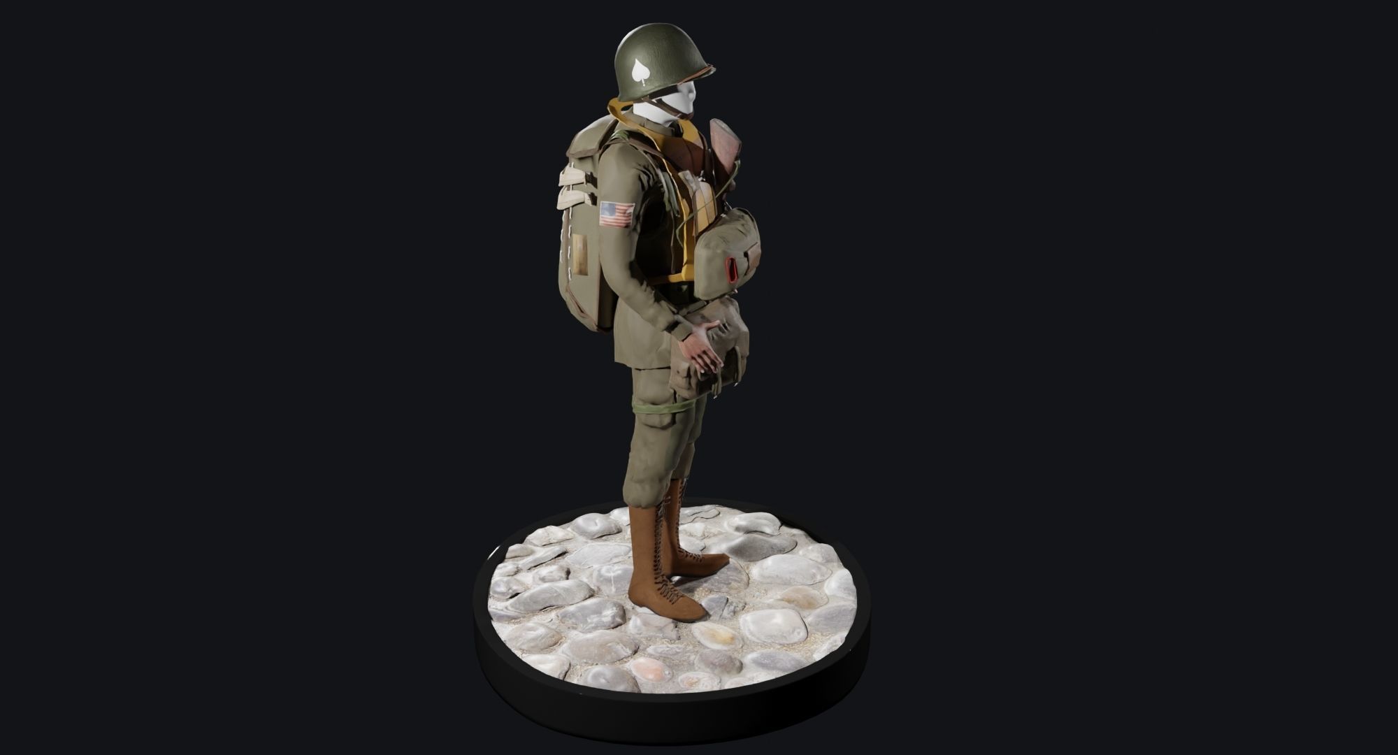 3D model World War 2 - US Paratrooper - Rigged VR / AR / low-poly ...