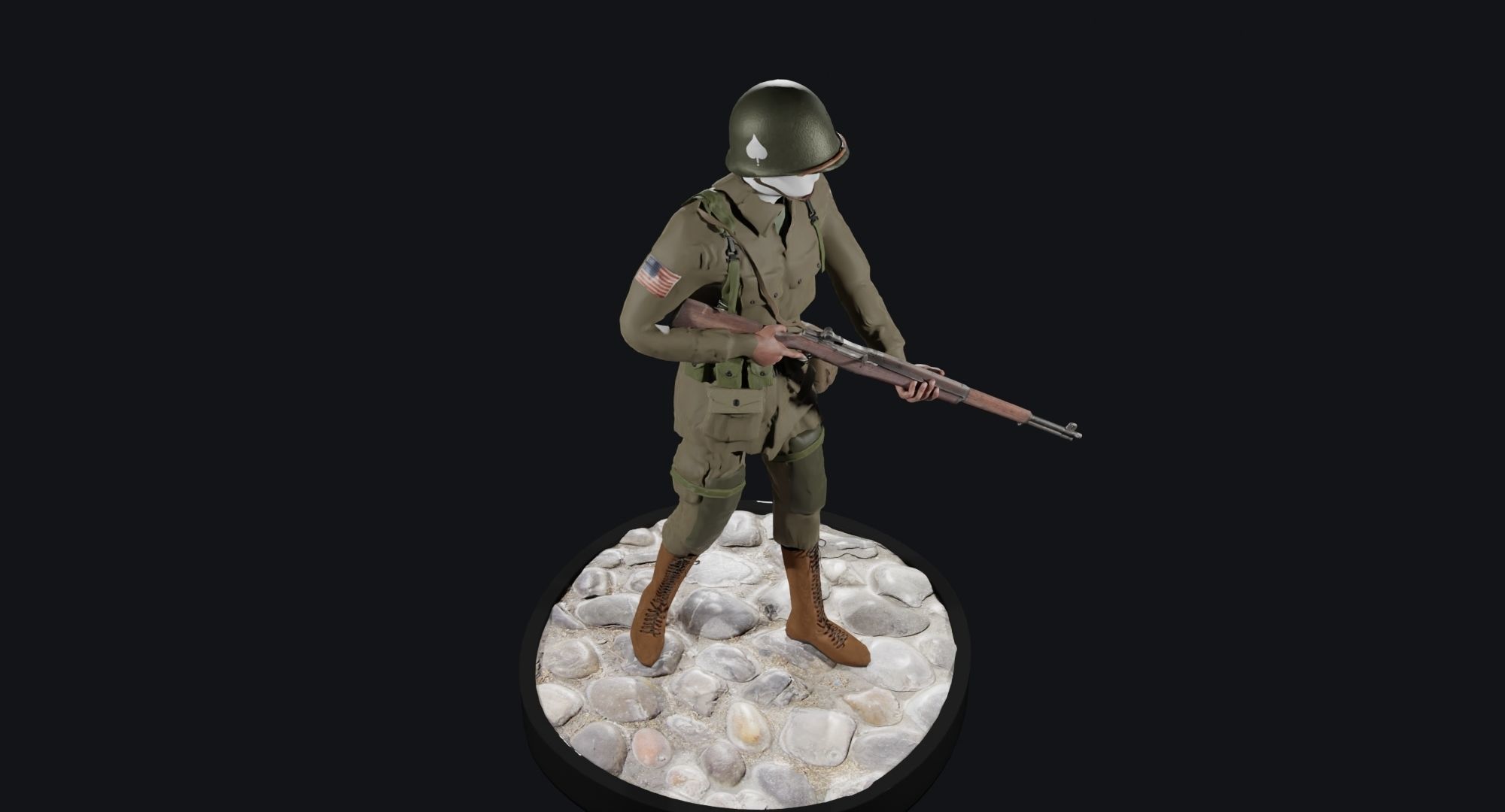 3D model World War 2 - US Paratrooper - Rigged VR / AR / low-poly ...