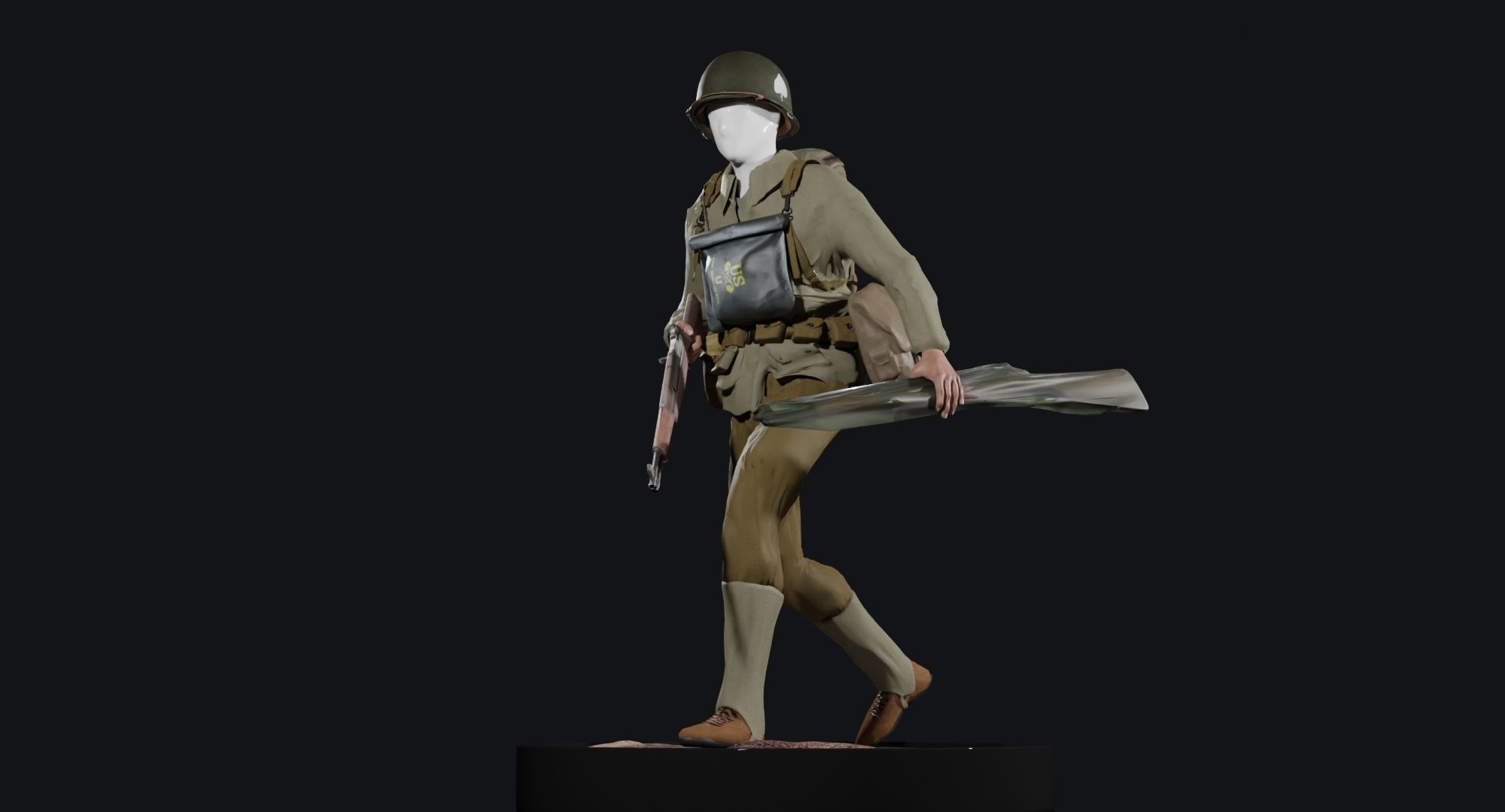 3D model World War 2 US D-Day Infantry - Rigged VR / AR / low-poly ...