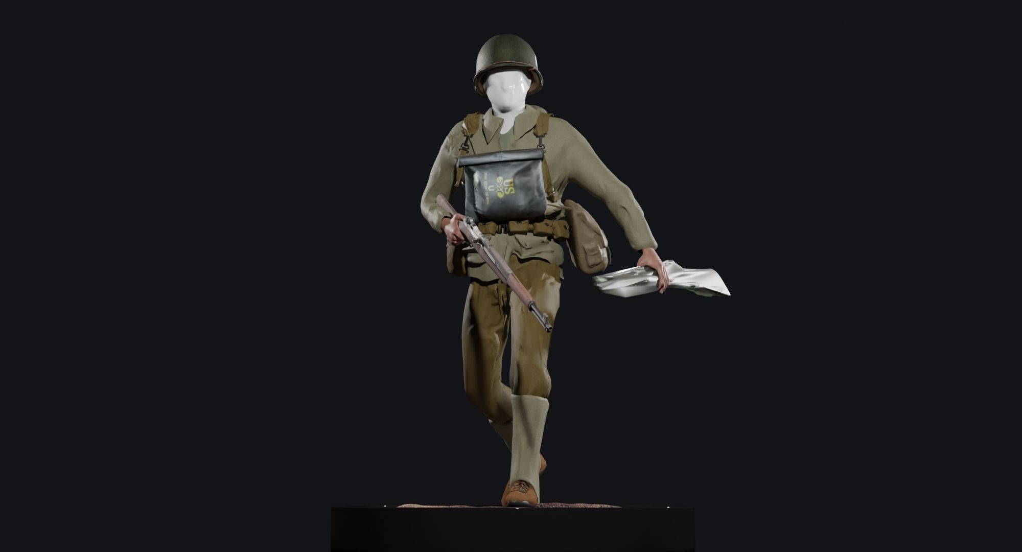 3D model World War 2 US D-Day Infantry - Rigged VR / AR / low-poly ...