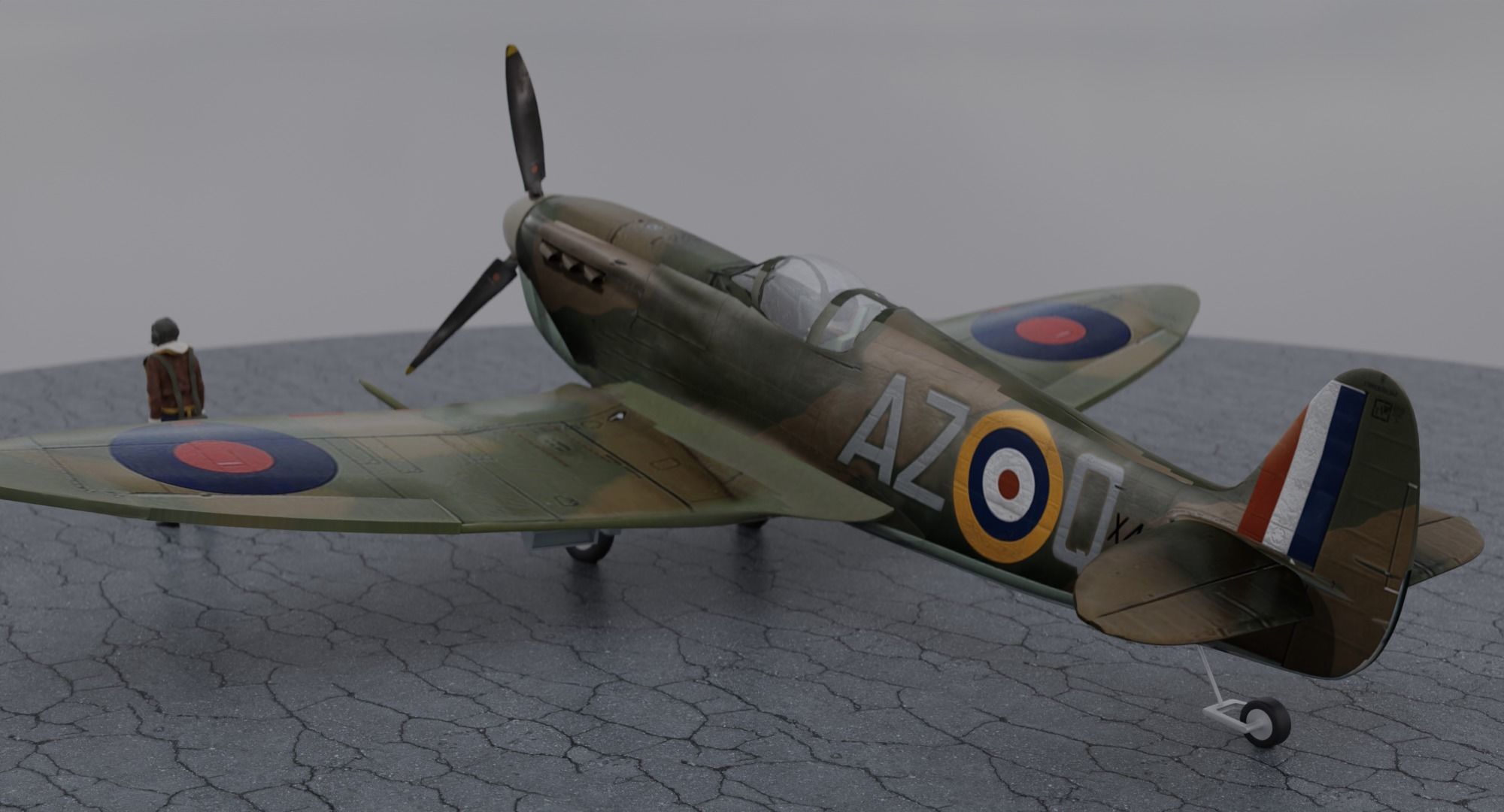 3D model World War 2 Spitfire With Pilot VR / AR / low-poly | CGTrader