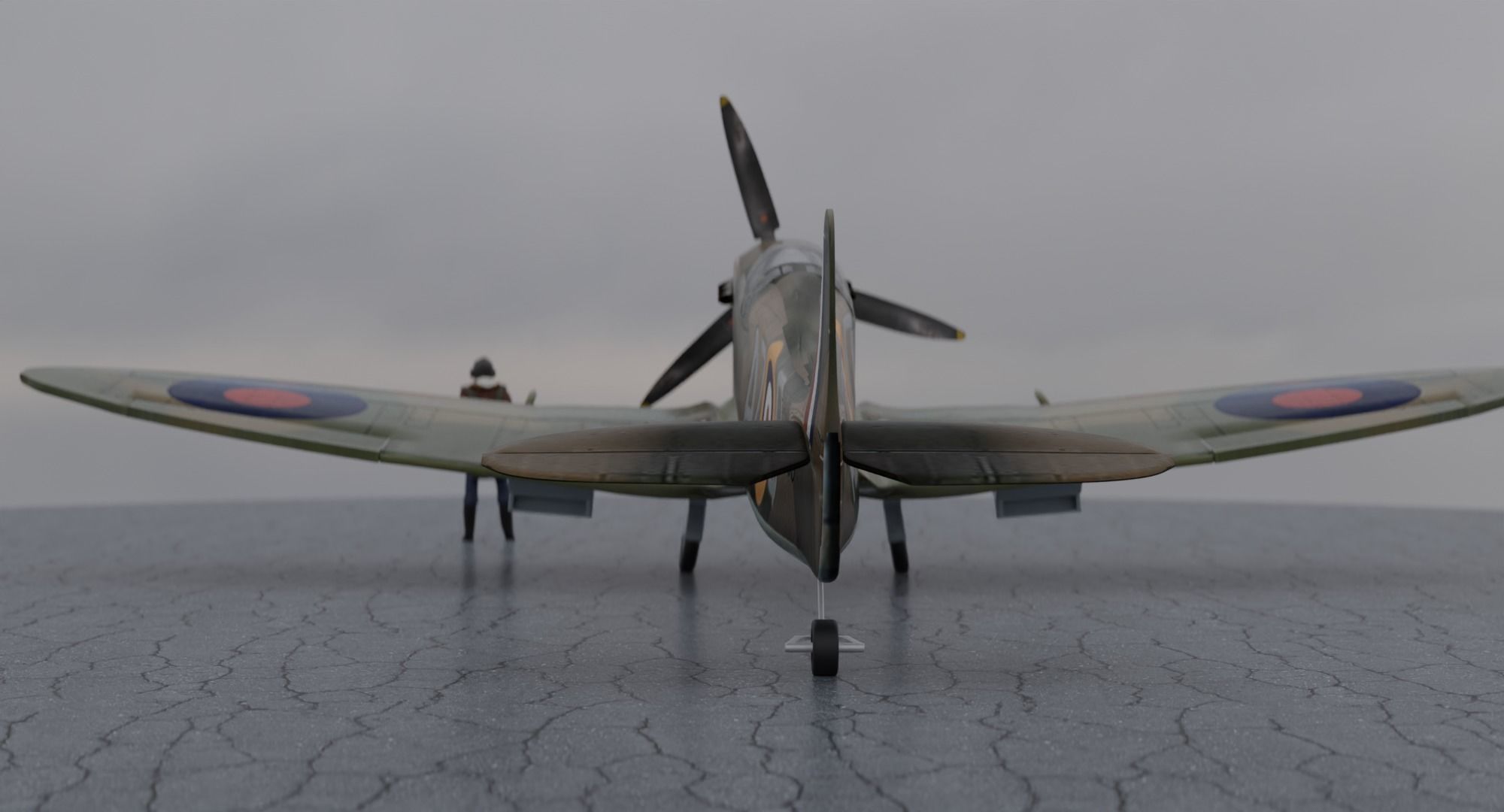 3D model World War 2 Spitfire With Pilot VR / AR / low-poly | CGTrader