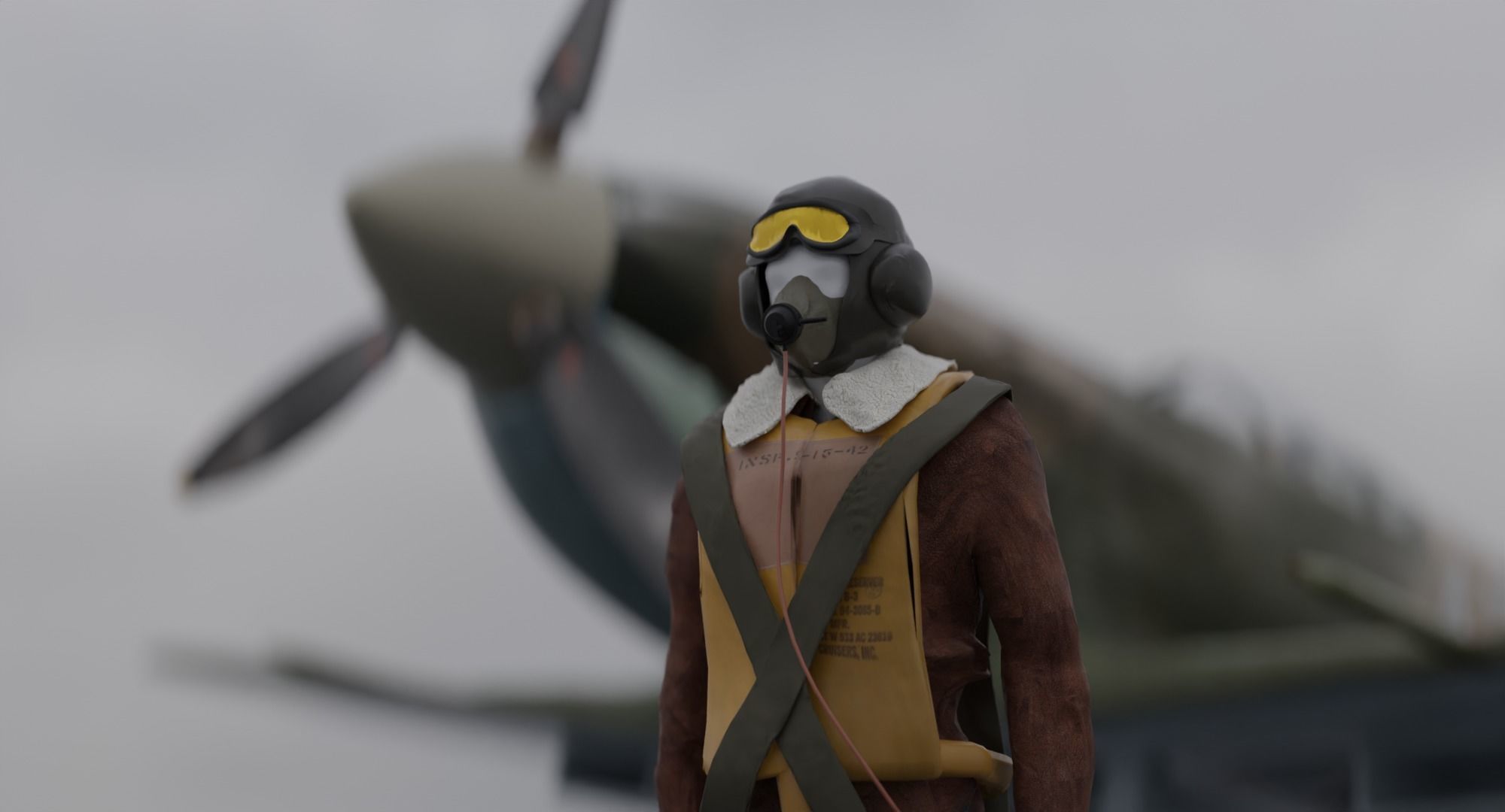 3D model World War 2 Spitfire With Pilot VR / AR / low-poly | CGTrader