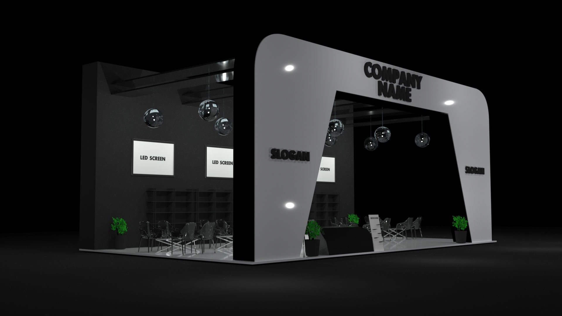 White and Black Booth Exhibition Stand Stall 3D model | CGTrader