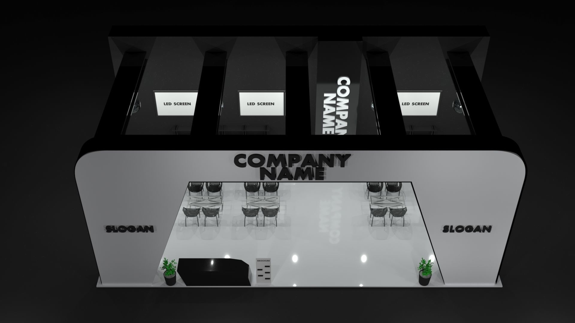 White and Black Booth Exhibition Stand Stall 3D model | CGTrader