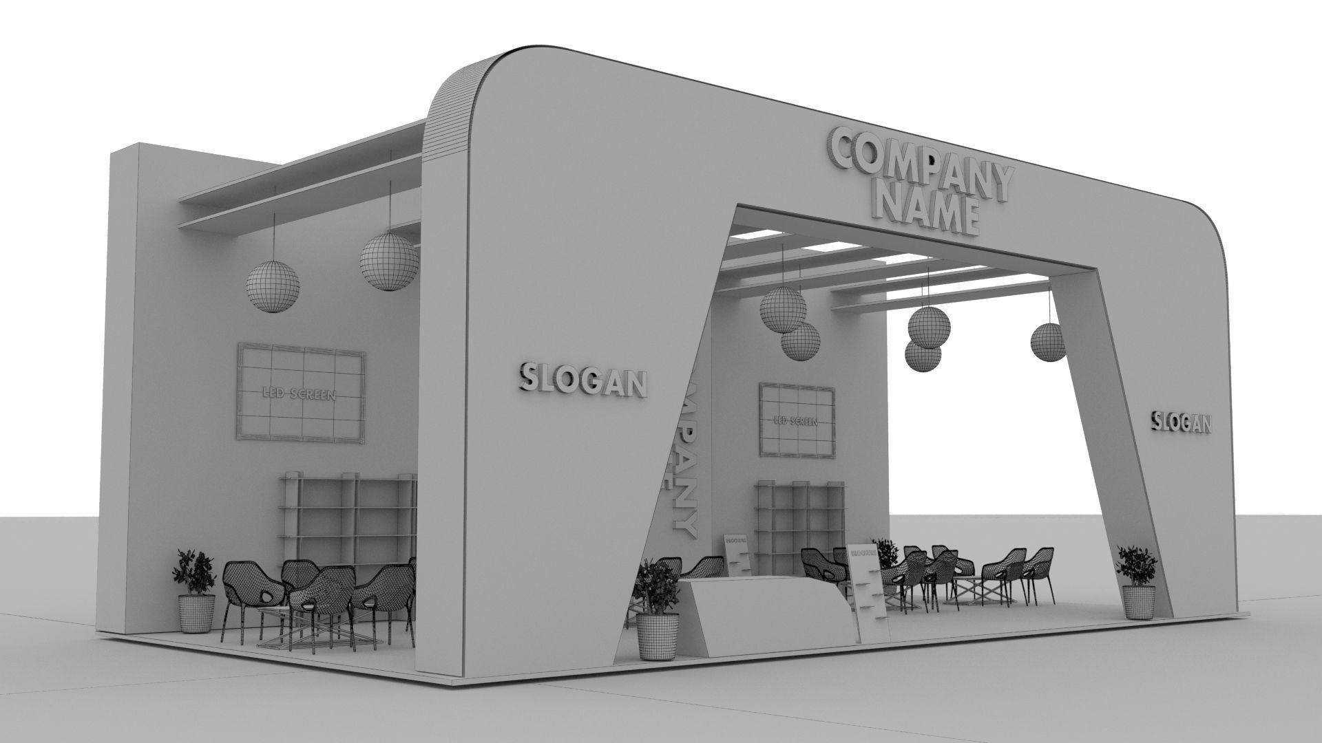 White and Black Booth Exhibition Stand Stall 3D model | CGTrader