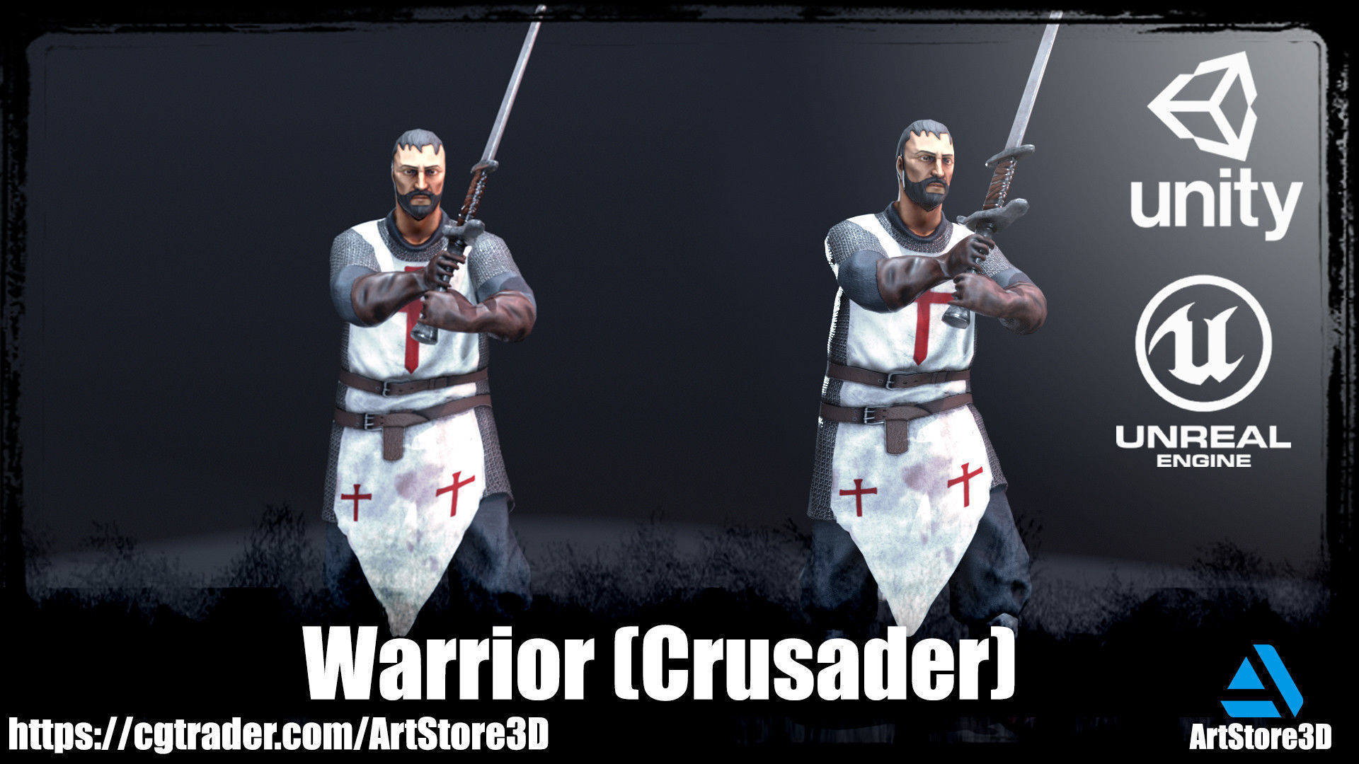 3D model Warrior - Crusader VR / AR / low-poly | CGTrader