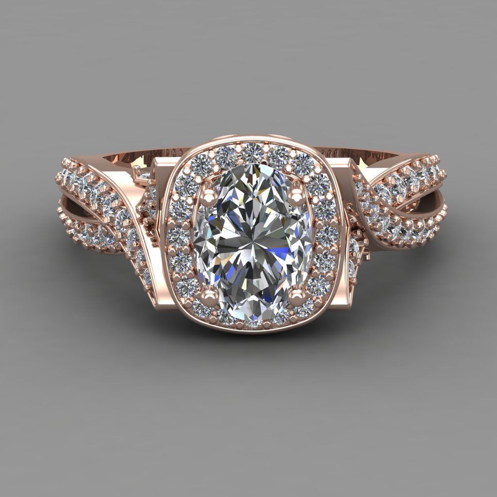 Rose Gold Women Diamond Ring 3D print model 3D model 3D printable ...