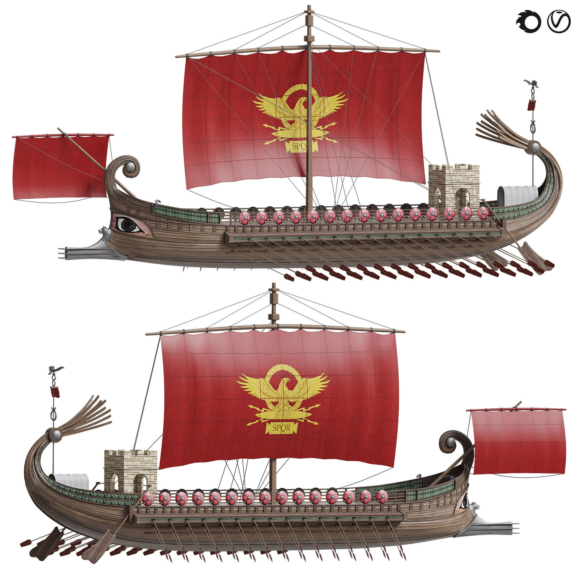 Trireme antique warship 3D model | CGTrader