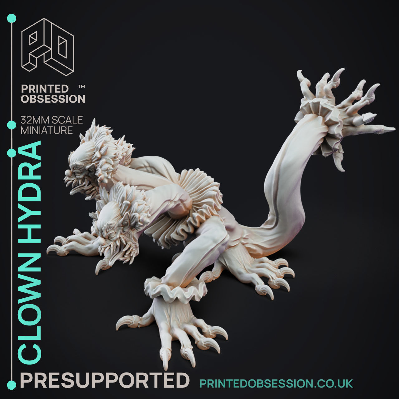 Clown Hydra - 3D Printable TTRPG - PRESUPPORTED - 32mm Scale 3D model ...