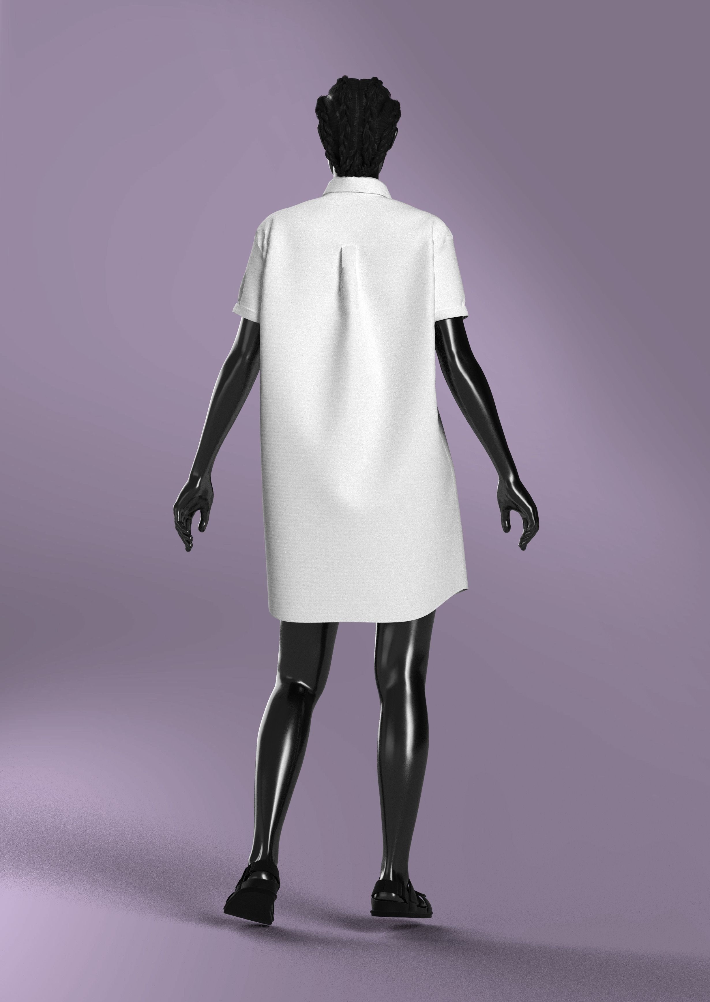 Woman Basic Shirt Dress Modeling in Clo3D - Marvelous Designer free 3D ...