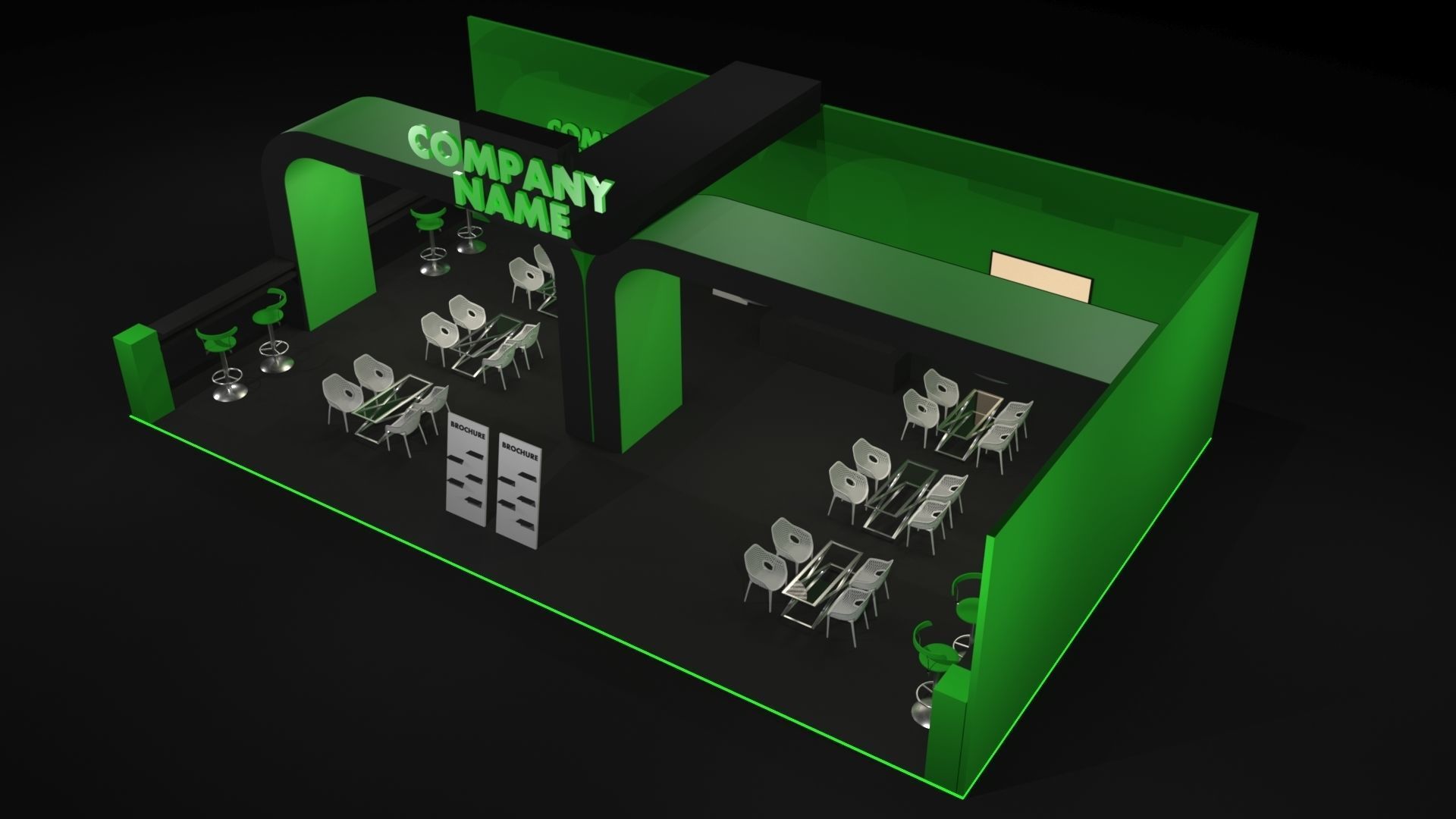 Green and Black Booth Exhibition Stand Stall 3D model | CGTrader