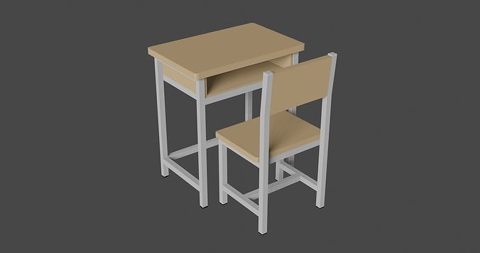 Student desk 3D model | CGTrader