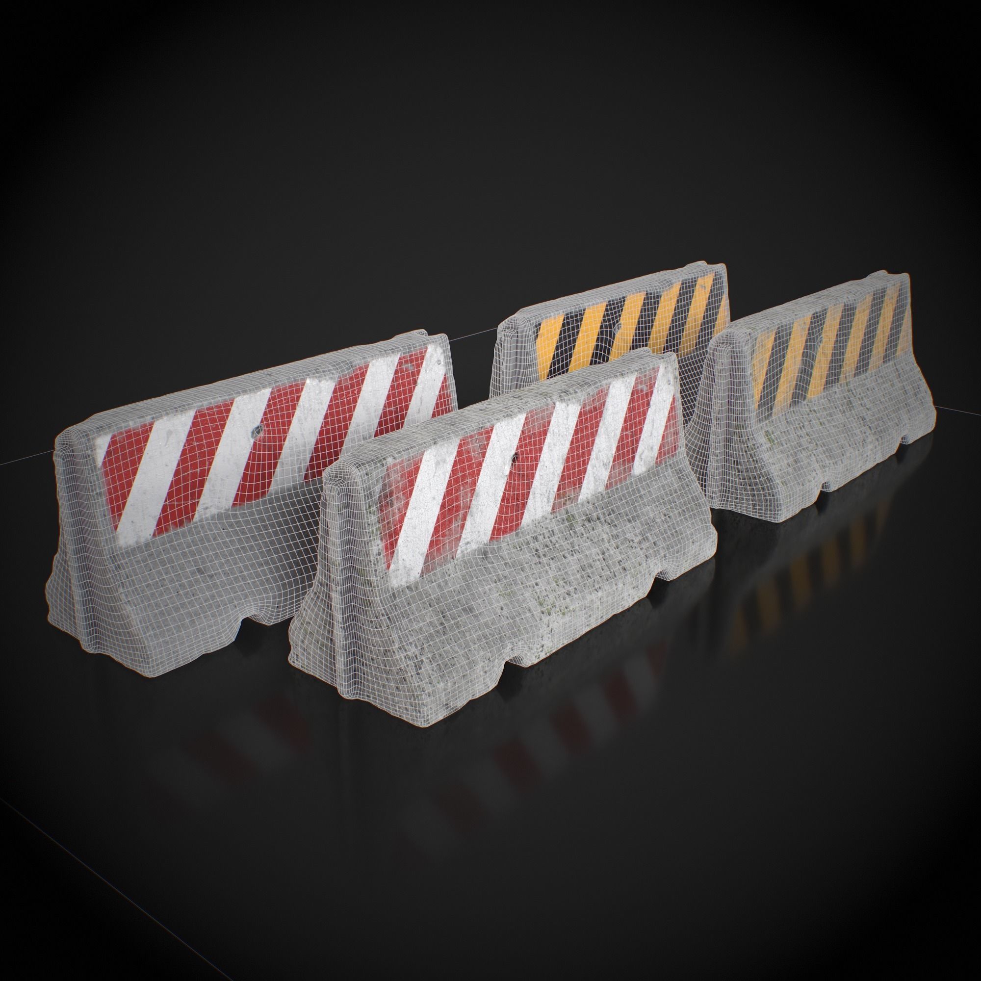 3D model Concrete Barrier Blocking Road VR / AR / low-poly | CGTrader