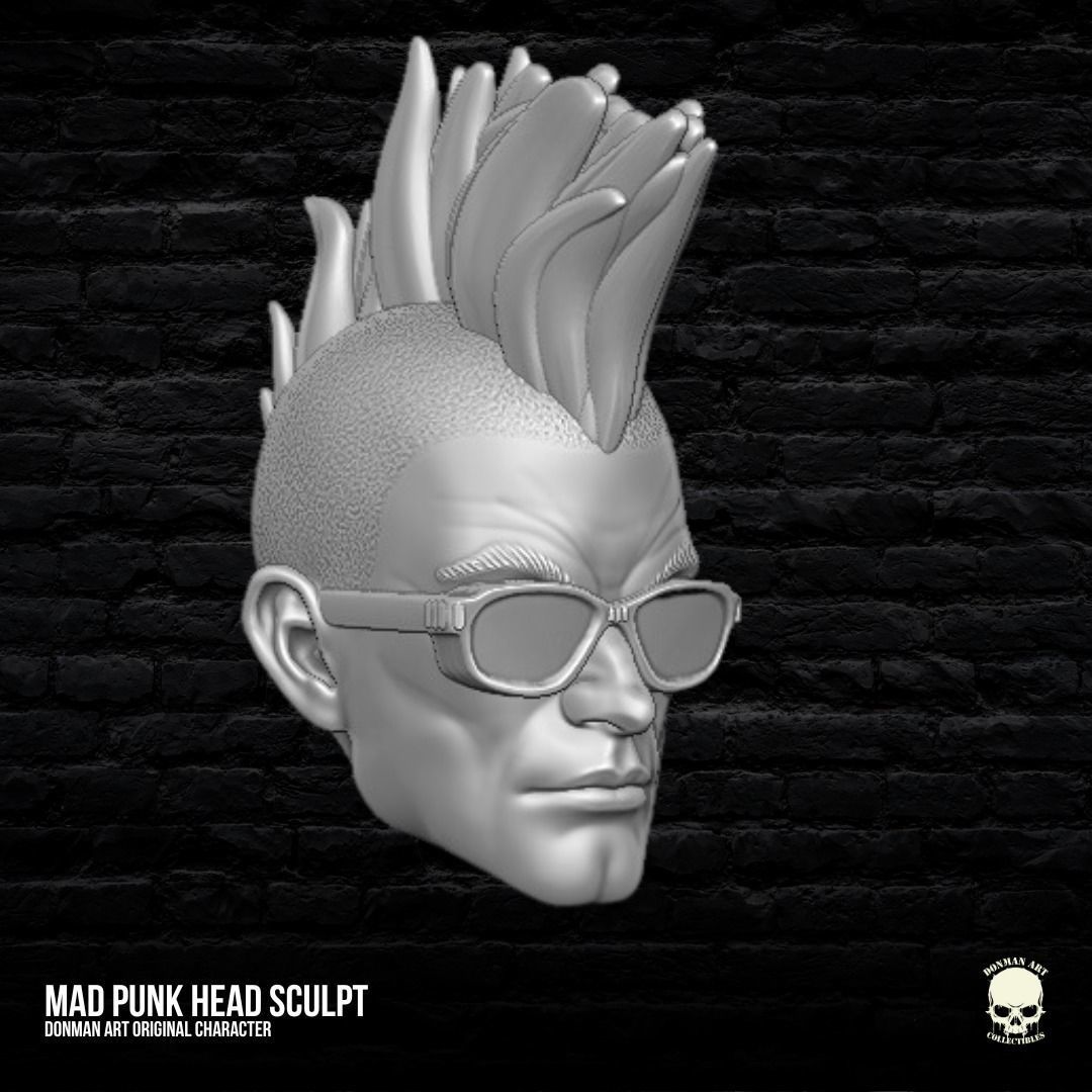 Mad Punk Head 3D printable file 3D model 3D printable | CGTrader