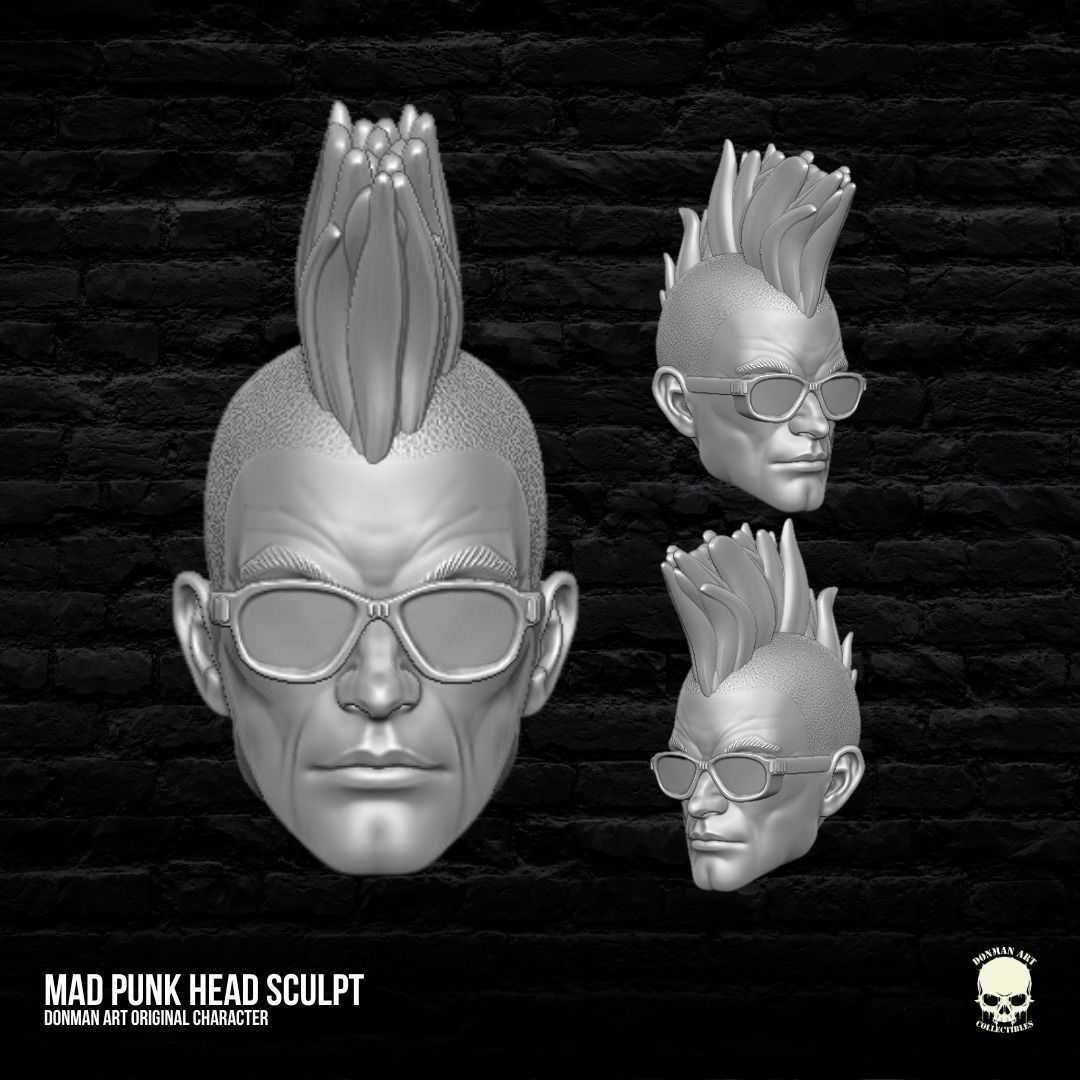 Mad Punk Head 3D printable file 3D model 3D printable | CGTrader