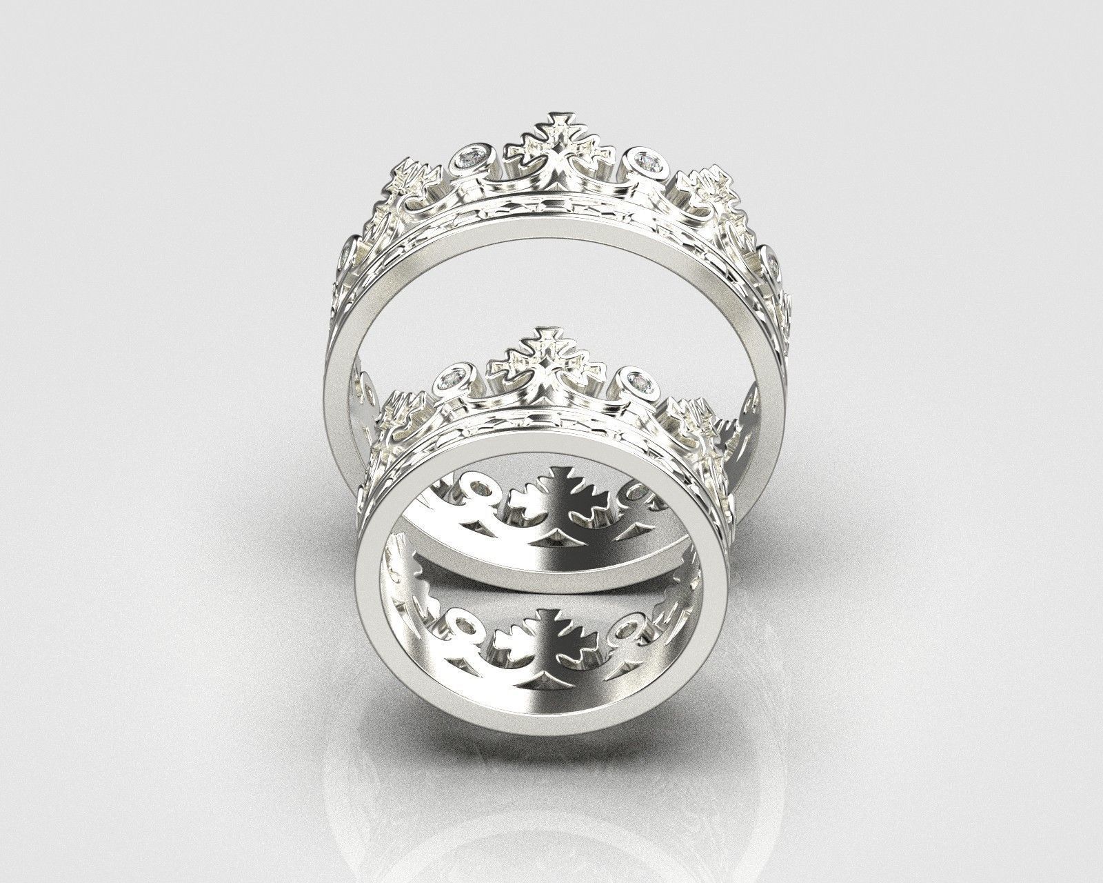 Wedding rings crown with diamonds 3D model 3D printable | CGTrader