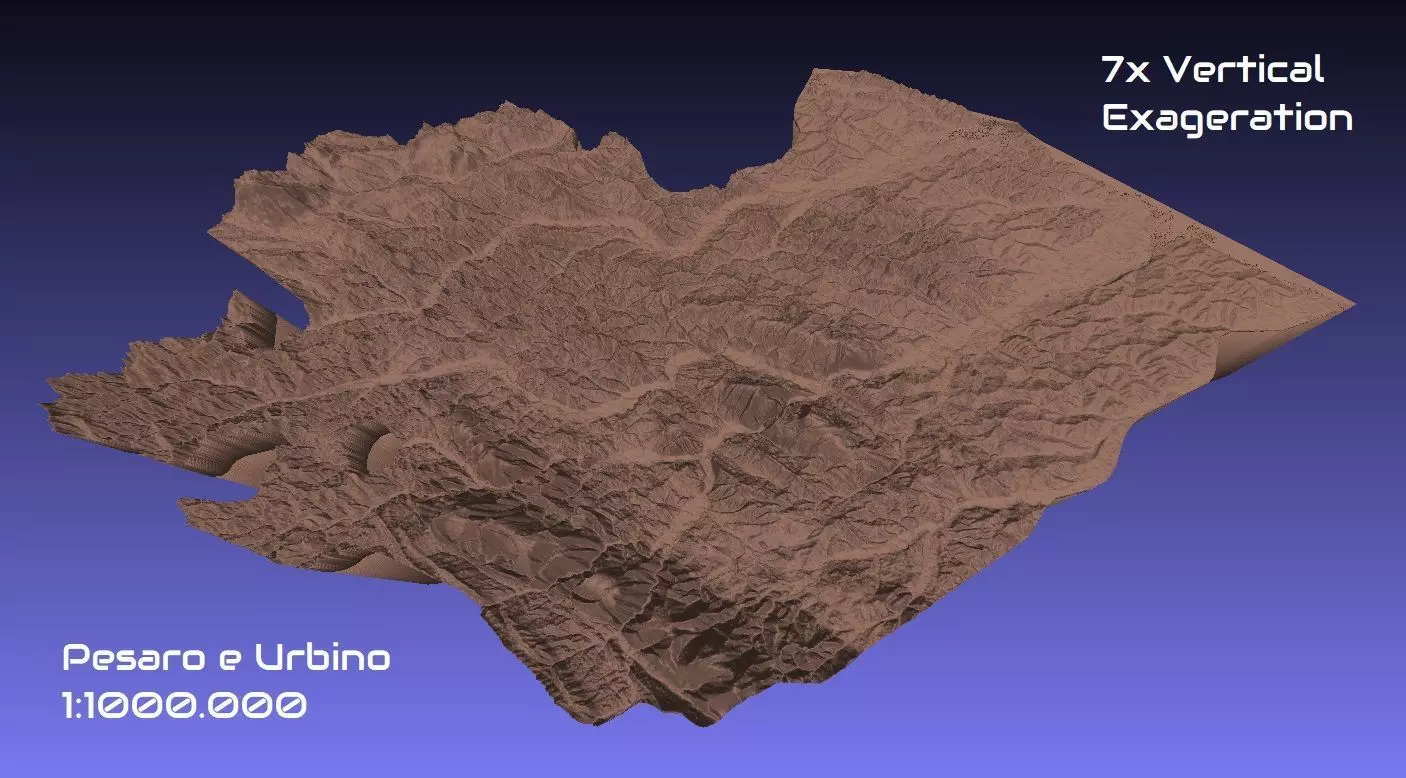 Italy 3D Map of Pesaro e Urbino Provice 1 to 1000000 3D model 3D ...