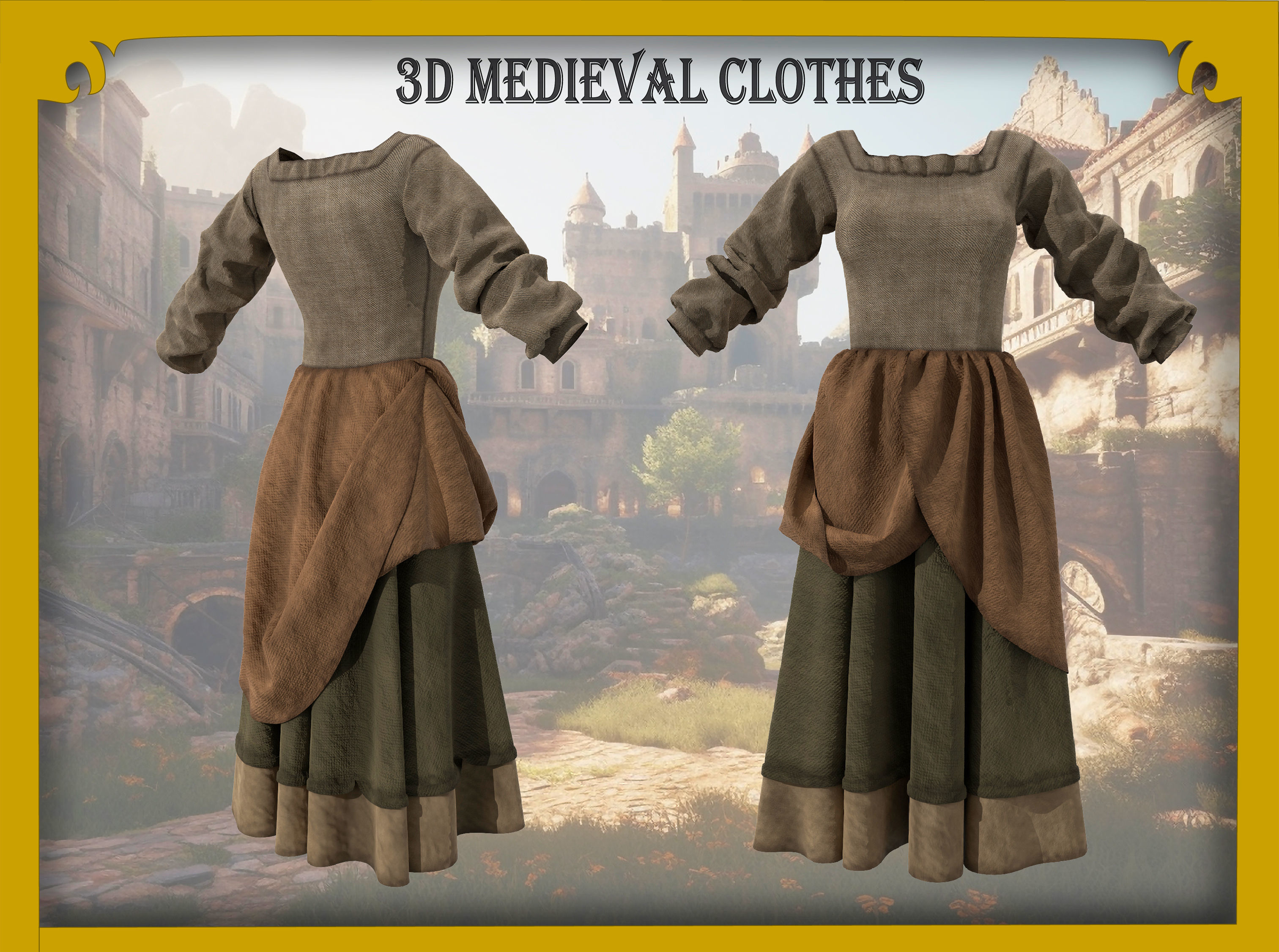 Peasant farmer dress Medieval charcater clothes 3D model | CGTrader