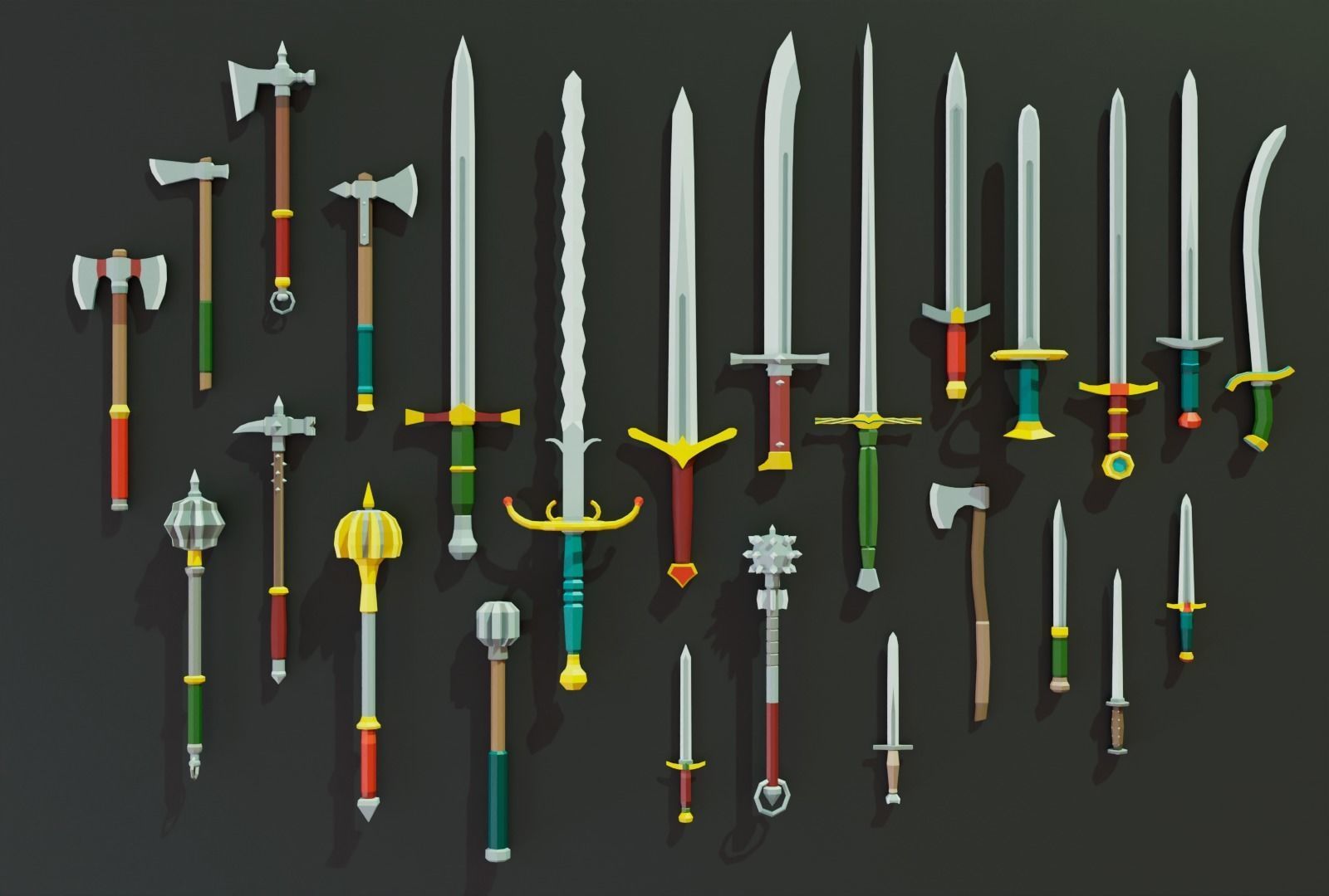 3D model Medieval Low-Poly Weapons Pack VR / AR / low-poly | CGTrader