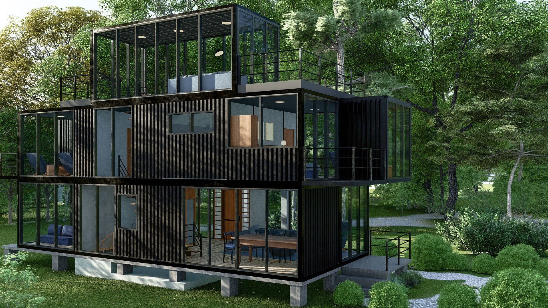 Fully Completed architectural shipping Container House 3D model | CGTrader