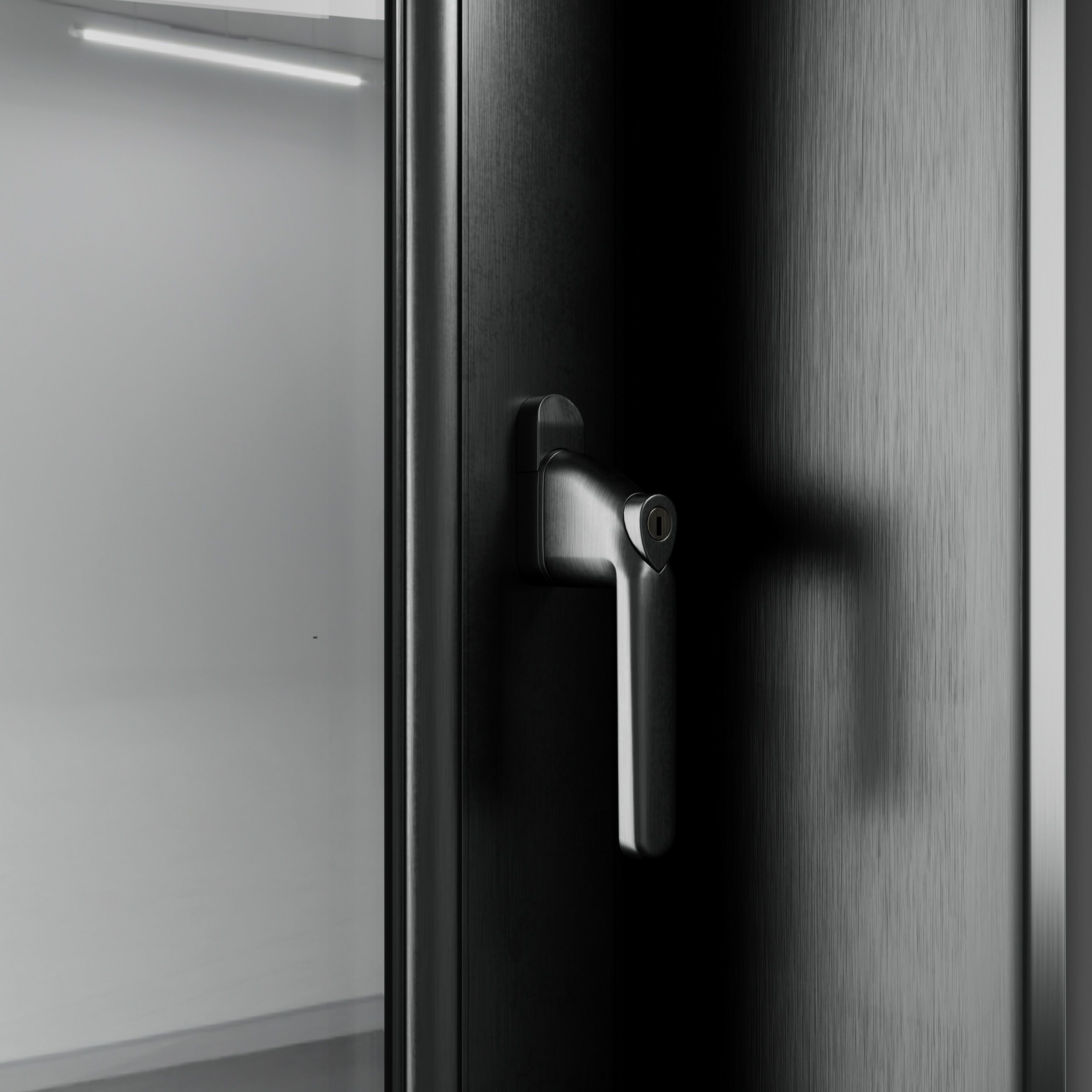 3D model open window - close metal window with metal - leather blinds ...