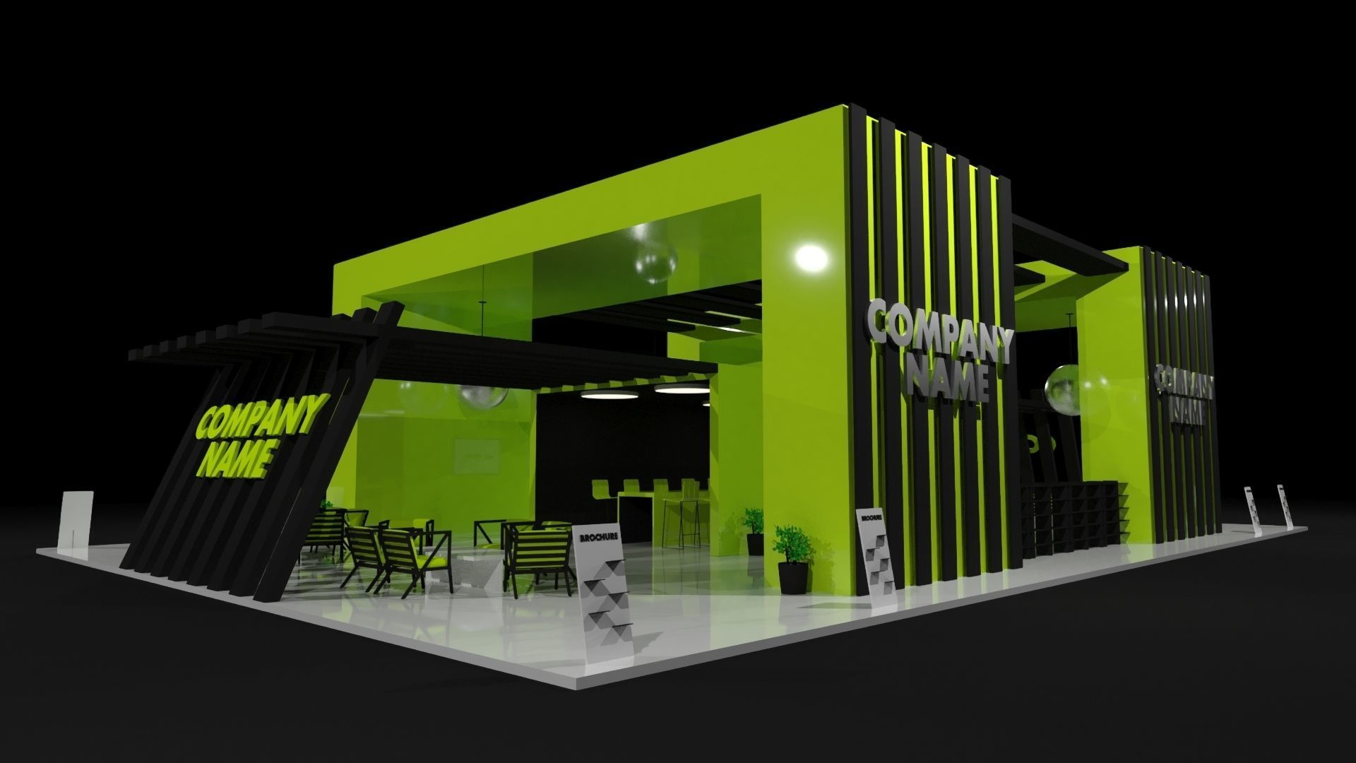 Green Booth Exhibition Stand Stall 3D model | CGTrader