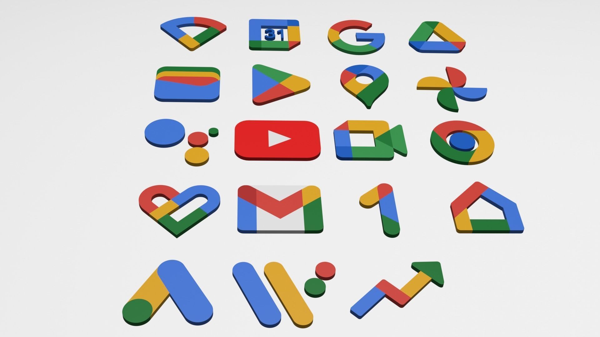 3D model 3D Google Apps Icons Pack VR / AR / low-poly | CGTrader