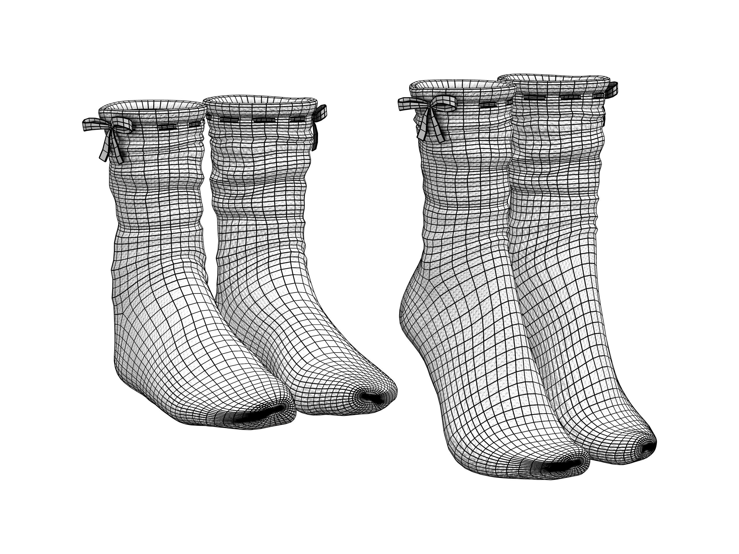 3D model Ankle Socks with Ribbon VR / AR / low-poly | CGTrader