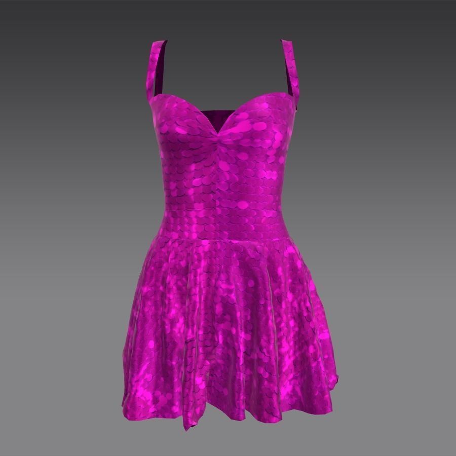 3D model dress sparkle glitter sugar pink color VR / AR / low-poly ...