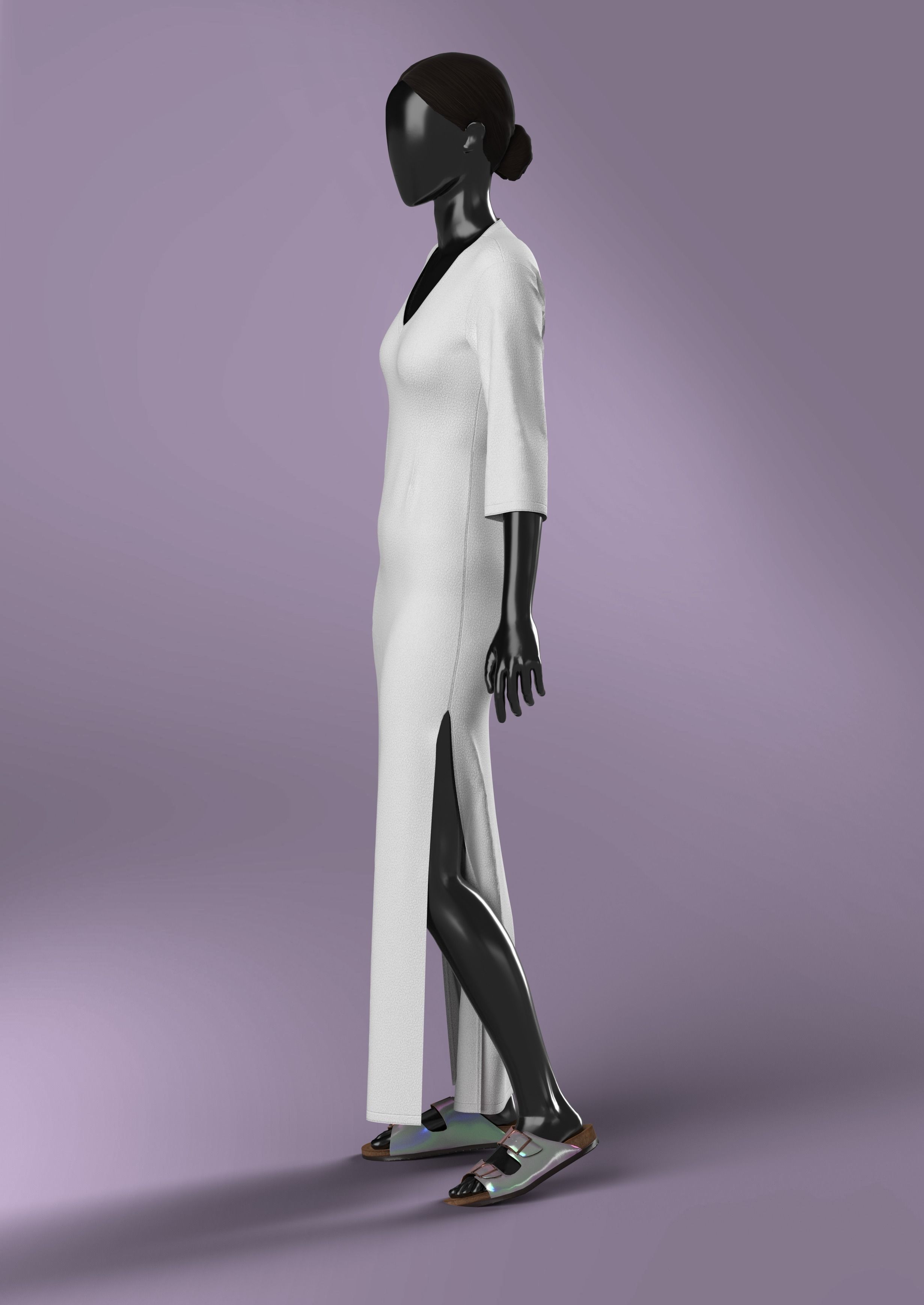 Woman Basic Long Dress Modeling in Clo3D - Marvelous Designer free 3D ...