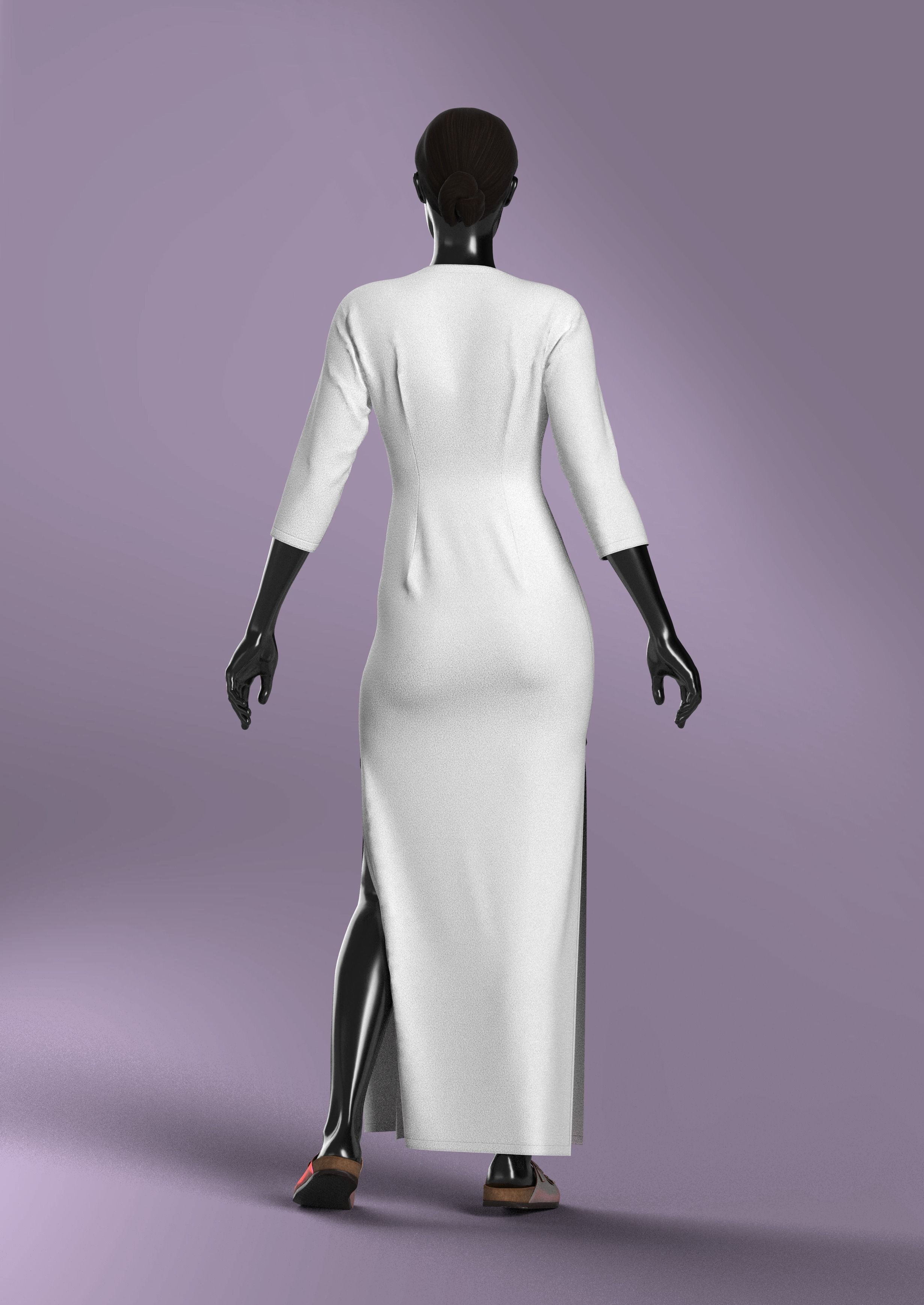 Woman Basic Long Dress Modeling in Clo3D - Marvelous Designer free 3D ...