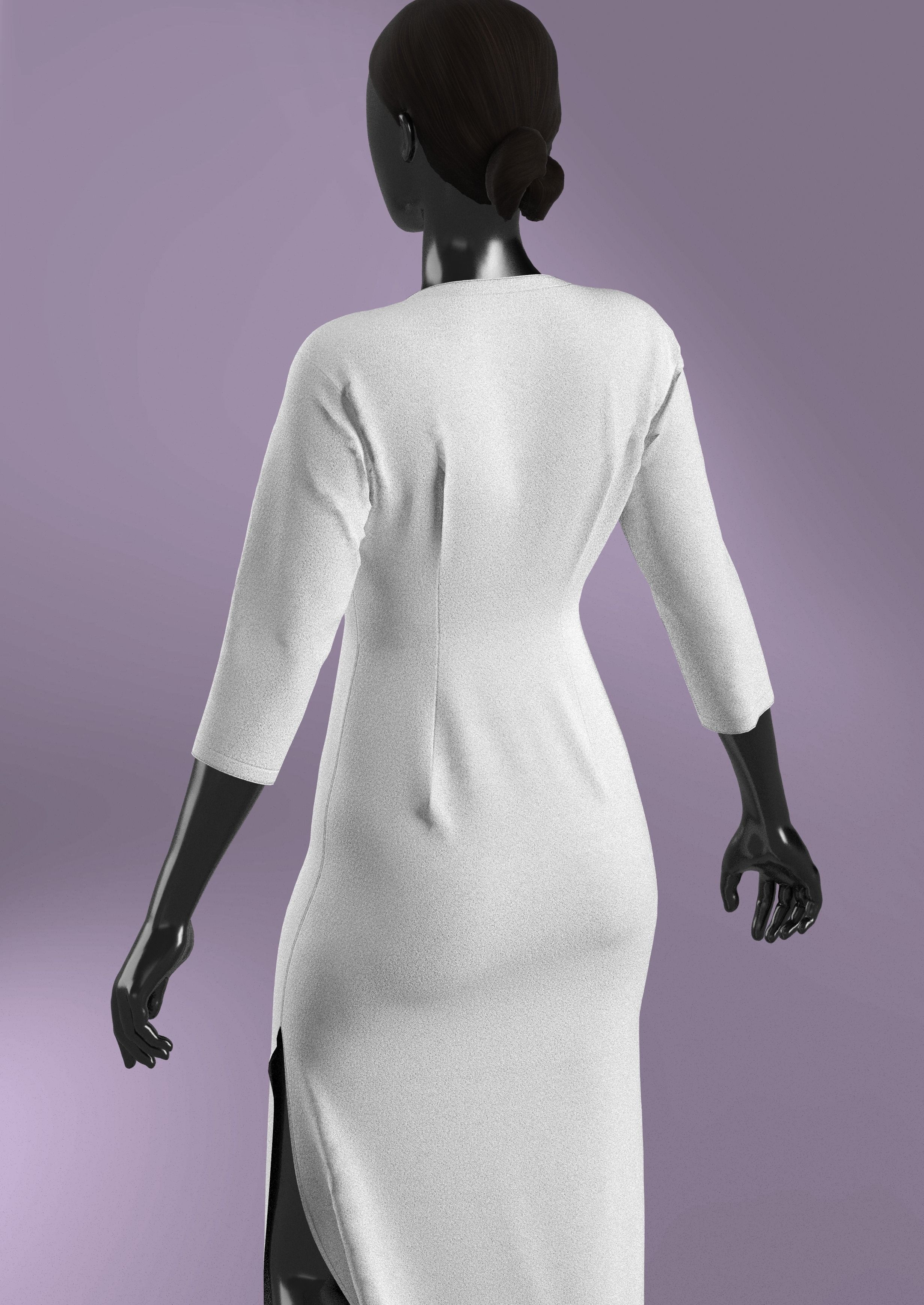 Woman Basic Long Dress Modeling in Clo3D - Marvelous Designer free 3D ...