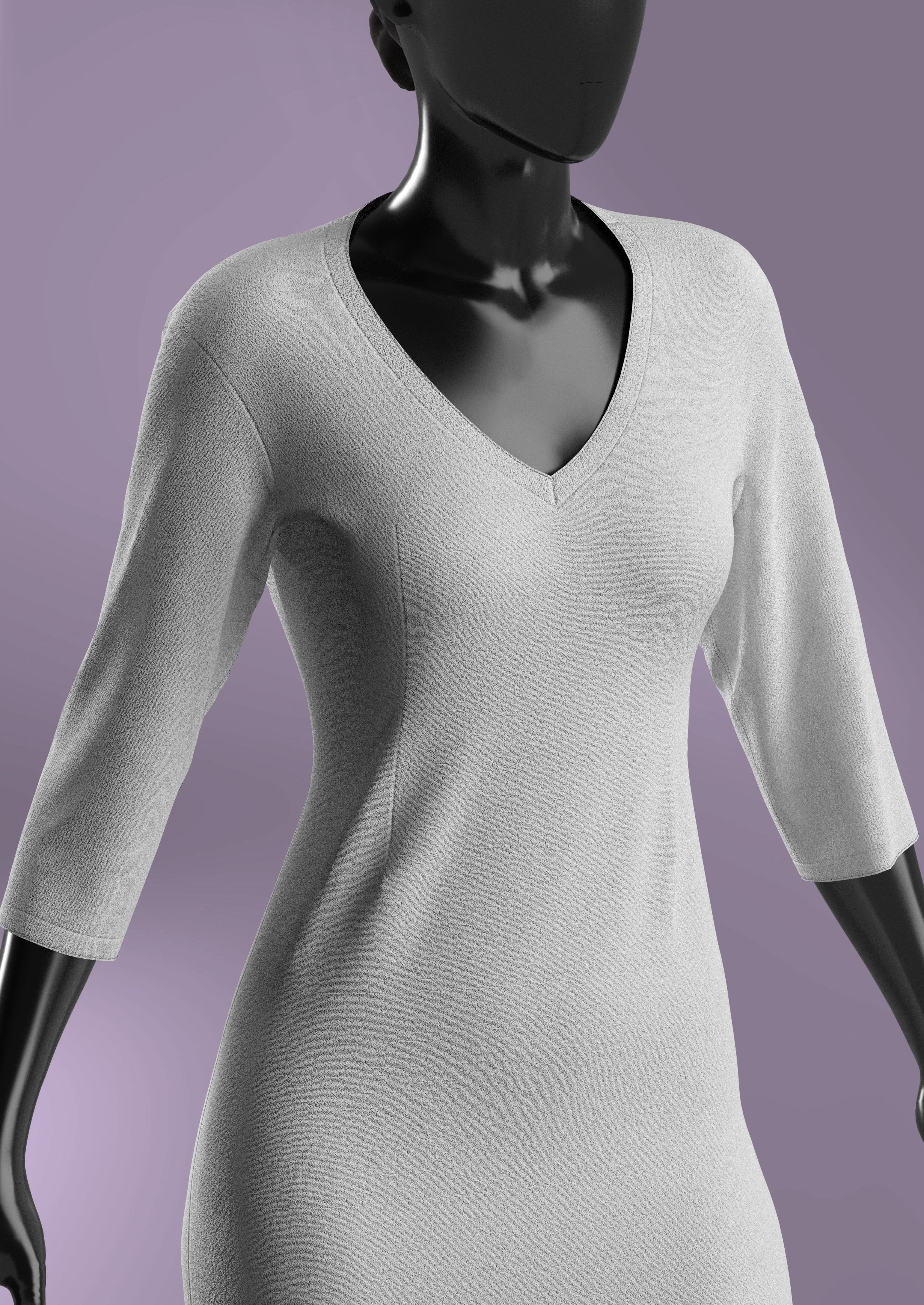 Woman Basic Long Dress Modeling in Clo3D - Marvelous Designer free 3D ...