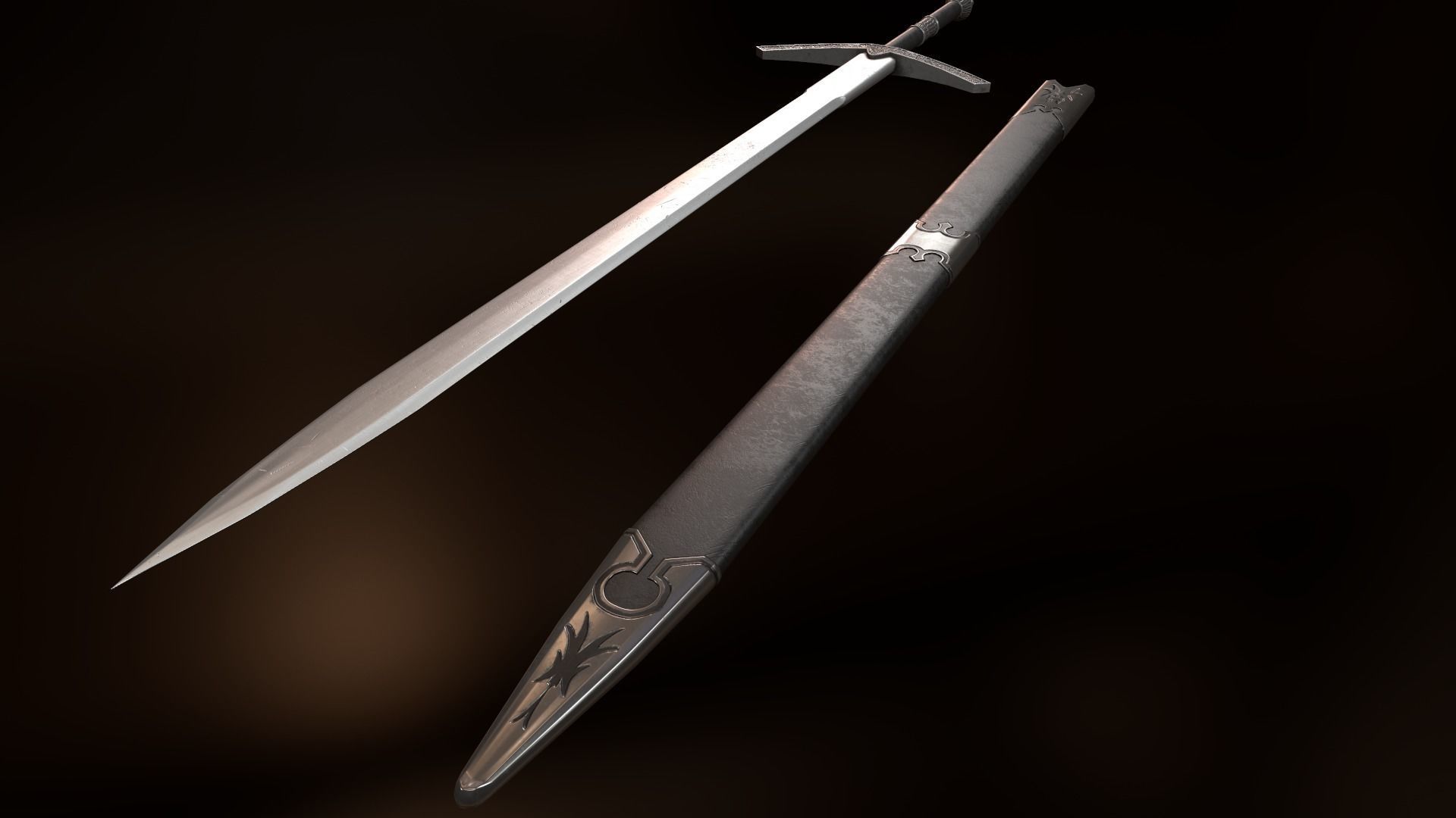 Iron Longsword with Sheath - PBR Low-poly Model free VR / AR / low-poly 3D model | CGTrader