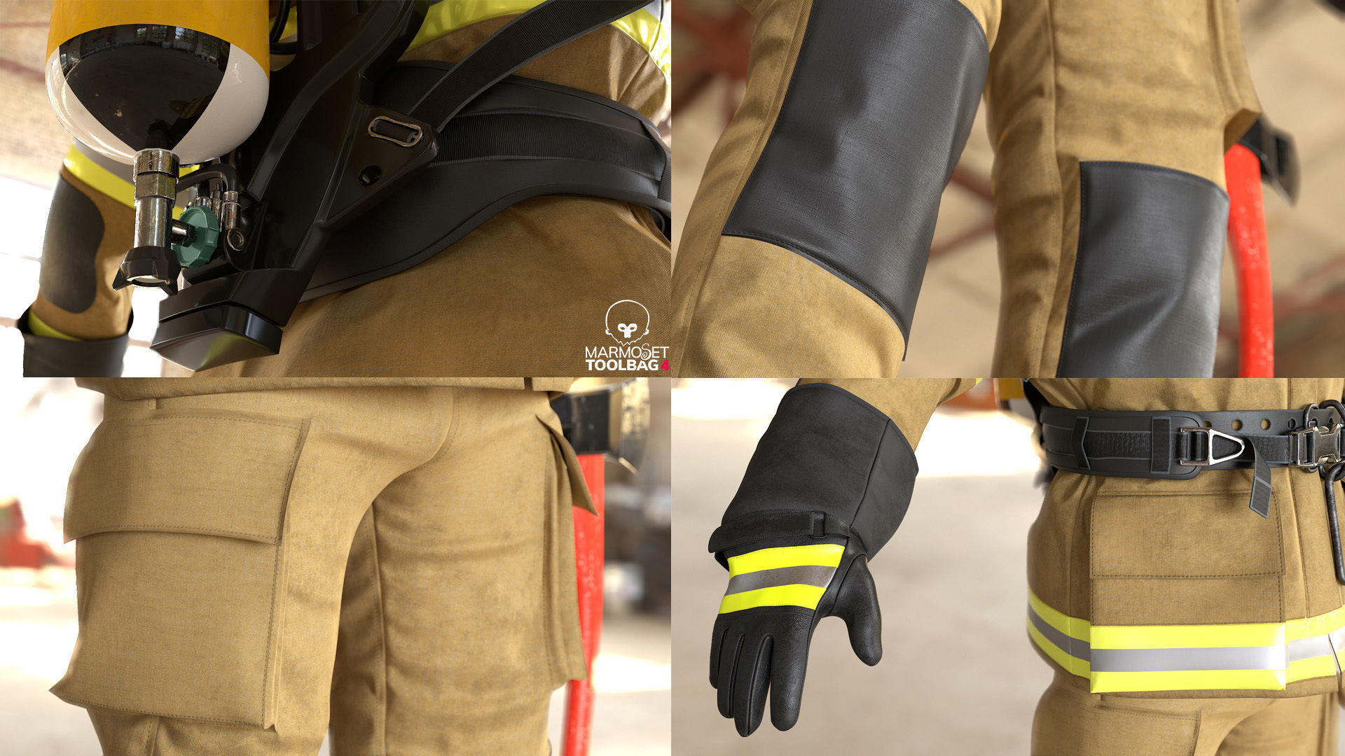 3D model Realistic 3D model of Man Firefighter - Modular - Rigged VR ...