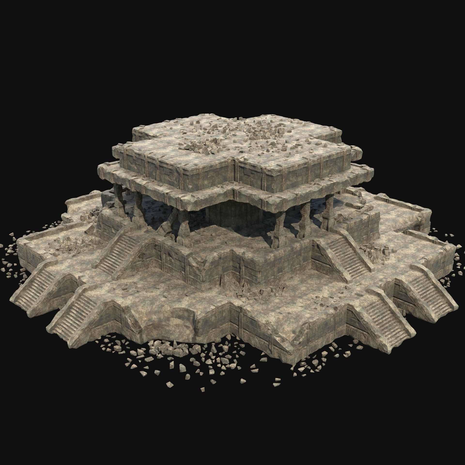3D model ANCIENT TEMPLE RUINS AZTEC MAYAN INCA PLATFORM RUIN COLLECTION ...