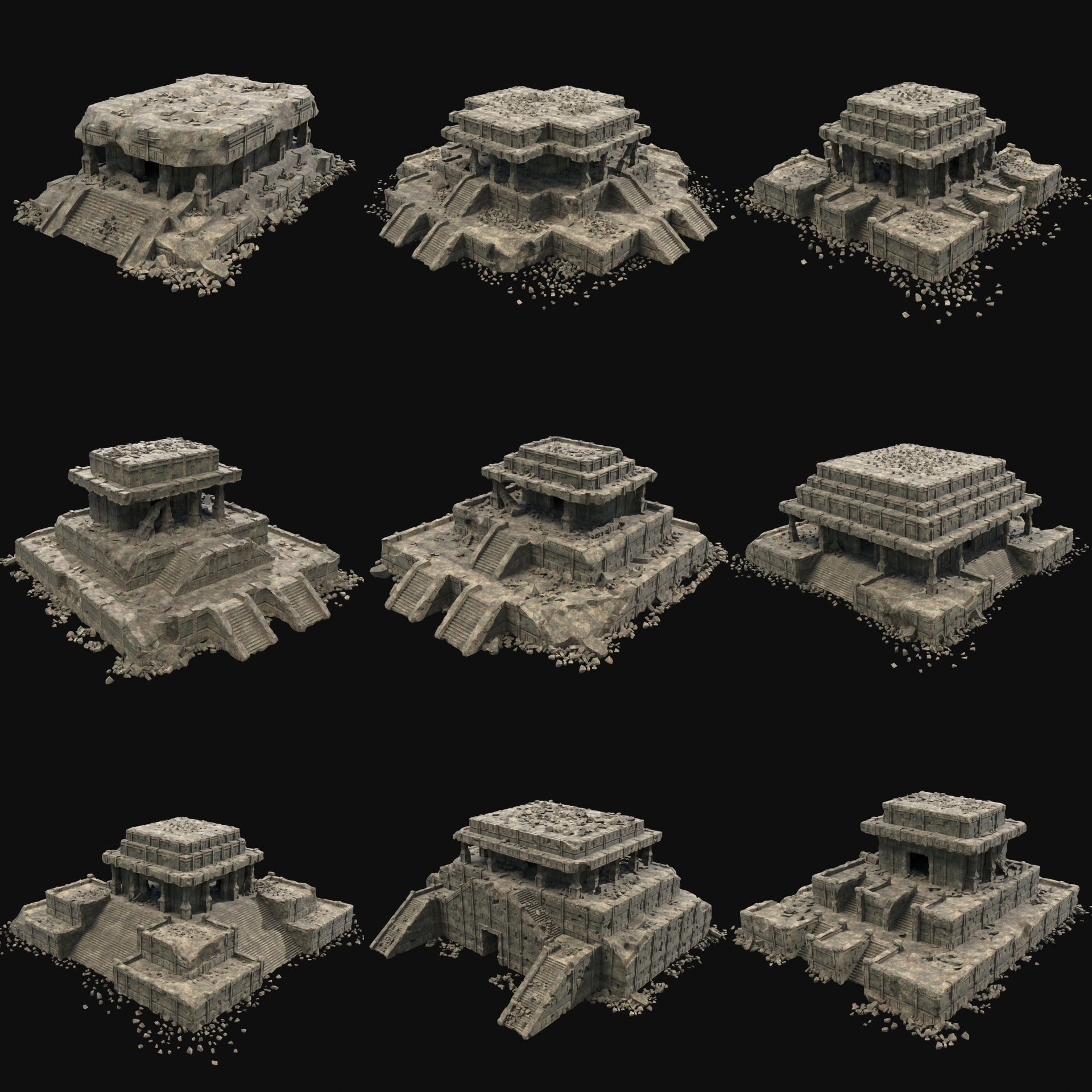 3D model ANCIENT TEMPLE RUINS AZTEC MAYAN INCA PLATFORM RUIN COLLECTION ...